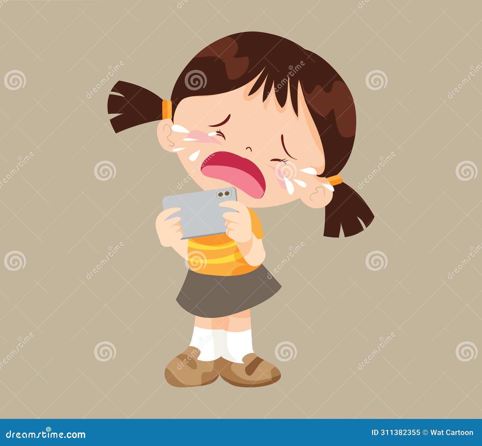 Crying Angry Kid Addicted Mobile Phone 04 Stock Vector - Illustration ...