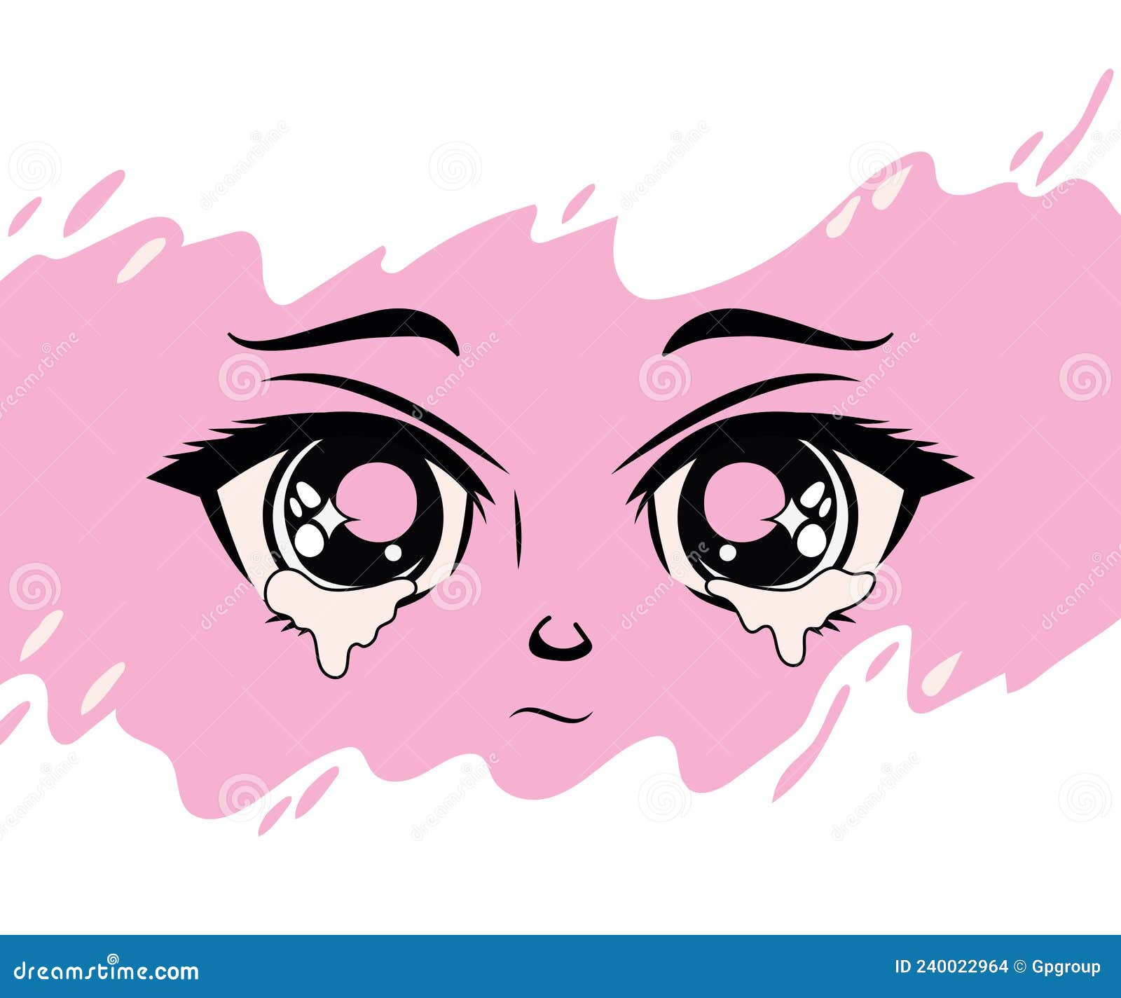 Crying anime eyes stock vector. Illustration of face - 240022964