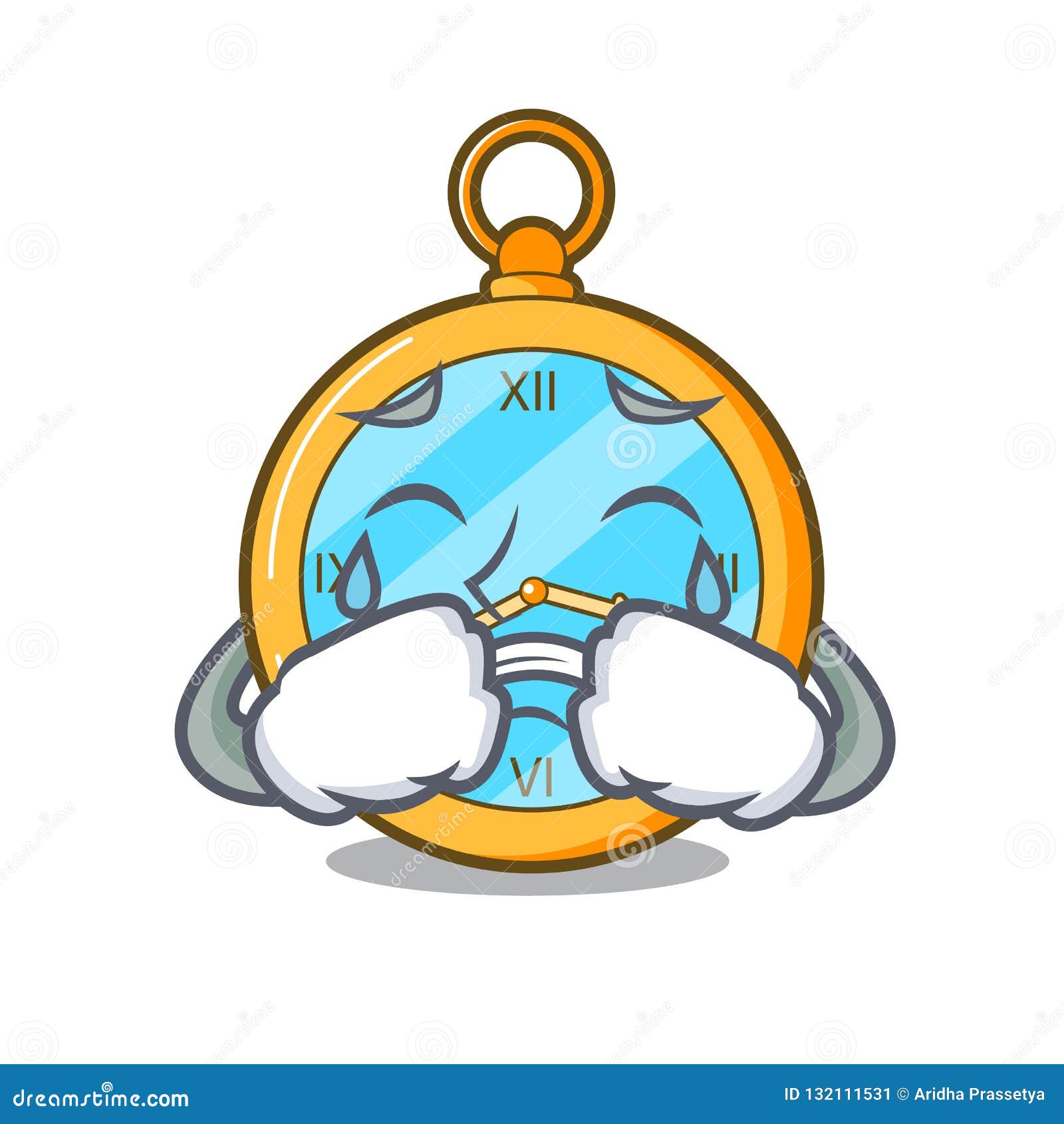 Crying Antique Watch Isolated on a Character Stock Vector ...