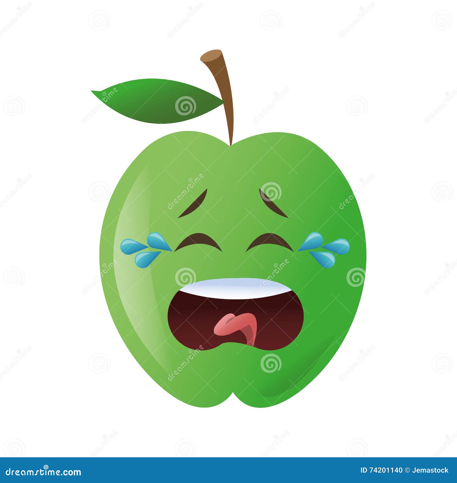 Crying apple cartoon icon stock illustration. Illustration of ...