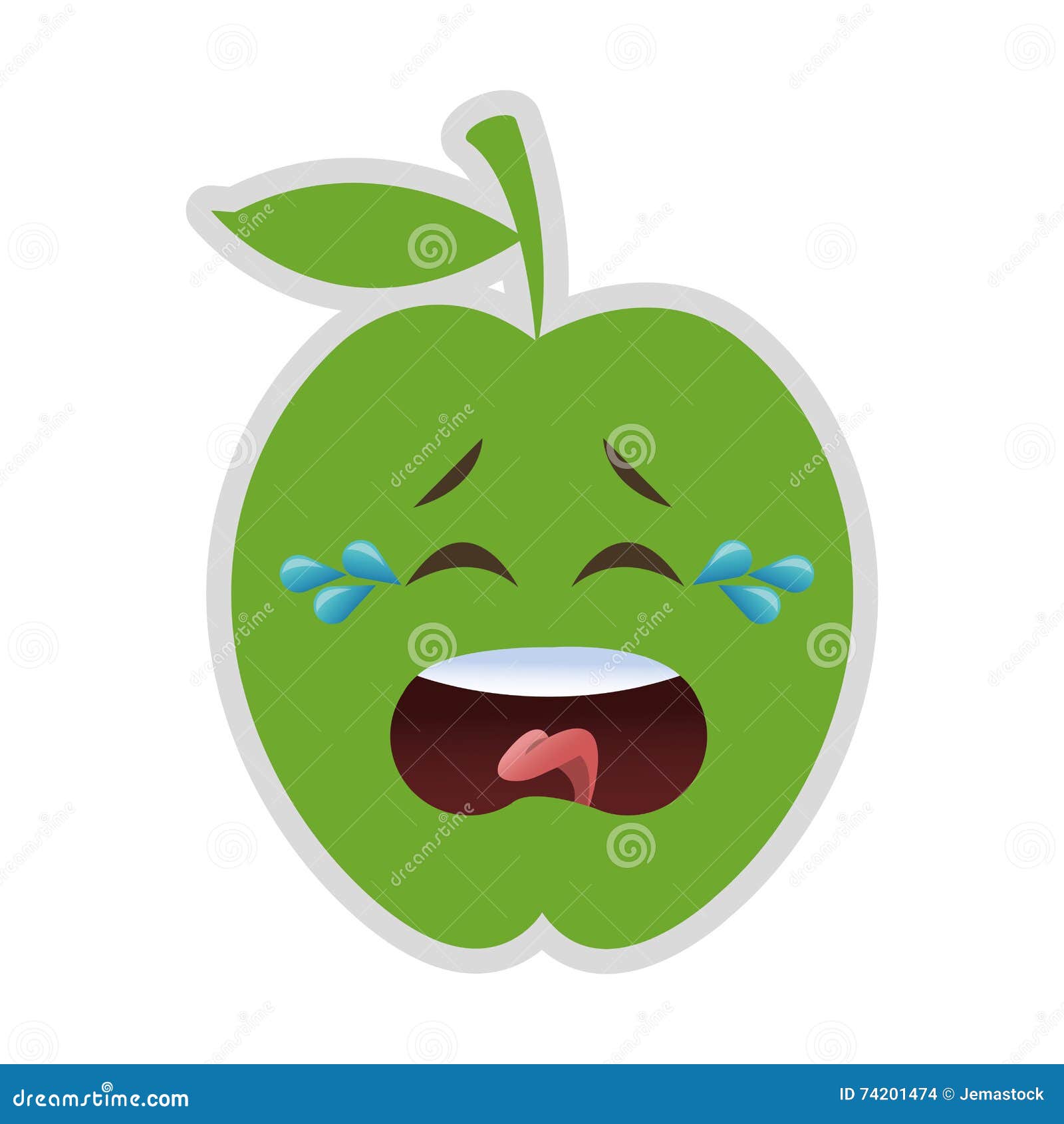 Crying apple cartoon icon stock illustration. Illustration of laugh ...