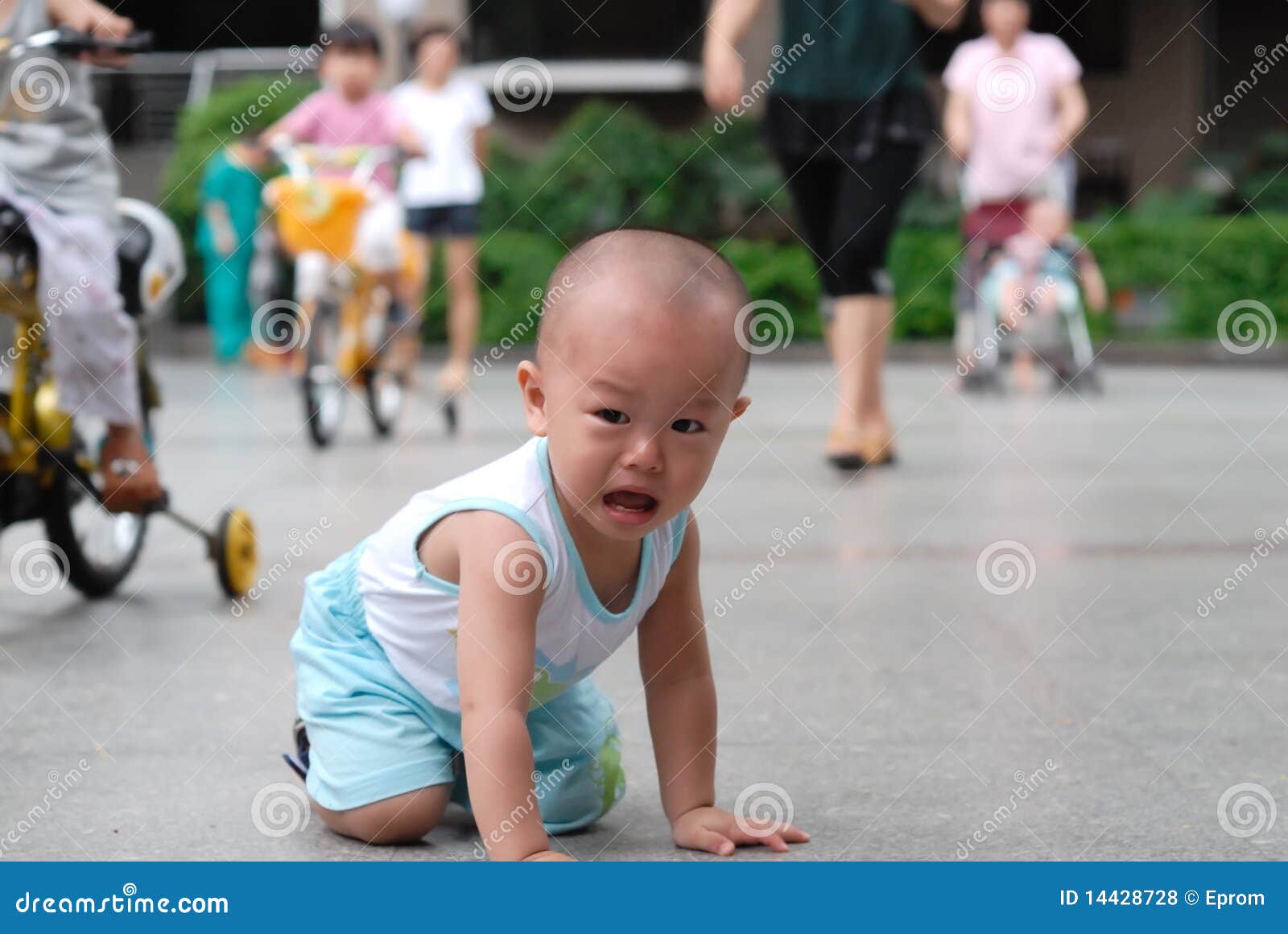 Crying asian baby stock photo. Image of outdoor, crawling - 14428728