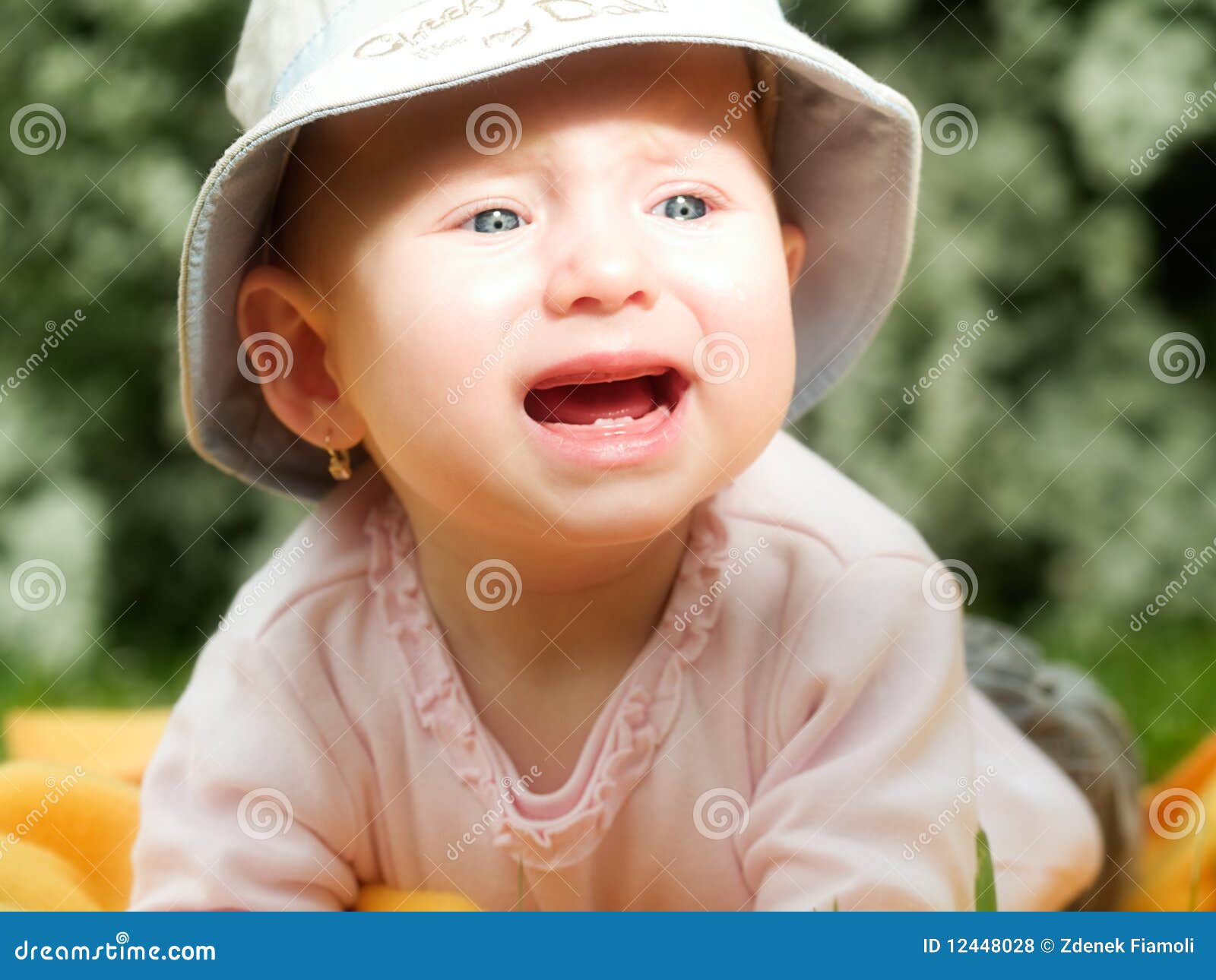 Crying baby stock photo. Image of meadow, outdoors, crying - 12448028
