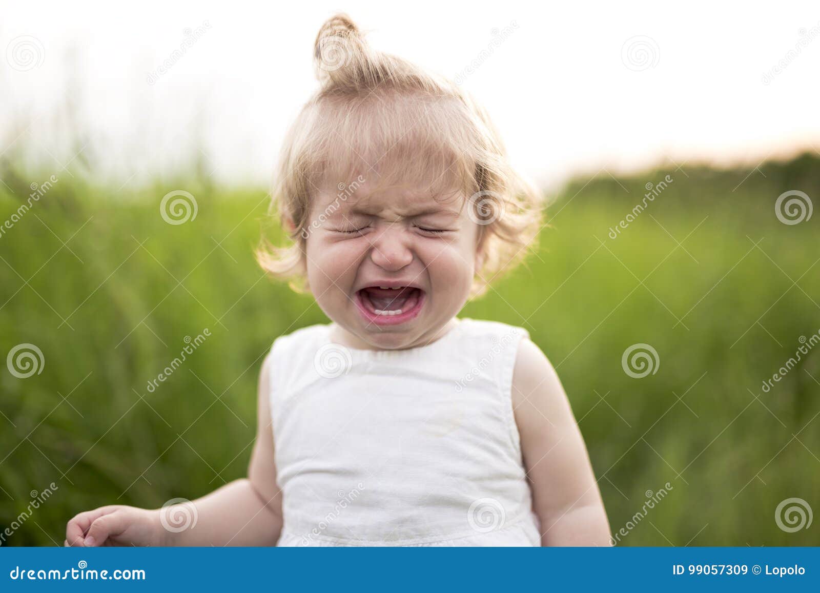 Crying Baby Alone in the Meadow Stock Image - Image of crawl, meadow ...