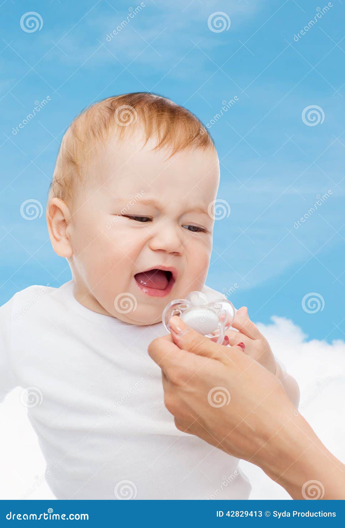 Crying baby with dummy stock image. Image of daughter - 42829413