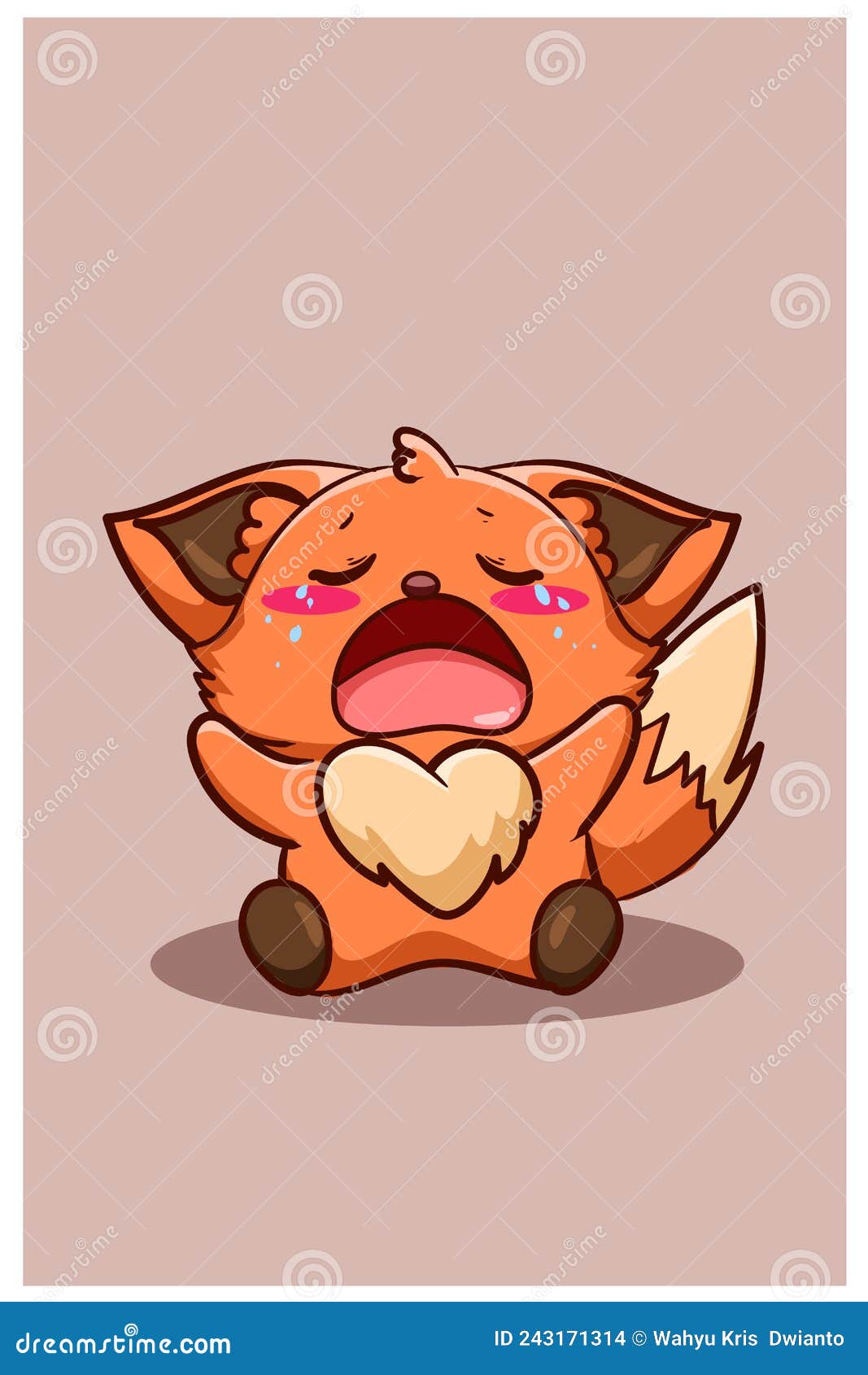 Crying Baby Fox Cute Cartoon Illustration Stock Vector - Illustration ...