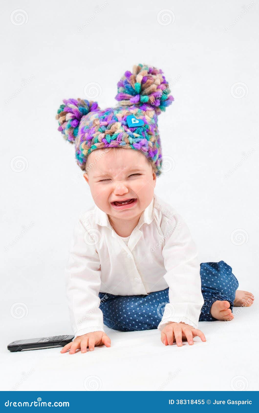 Crying Baby with a Mobile Phone Stock Image - Image of baby, modern ...