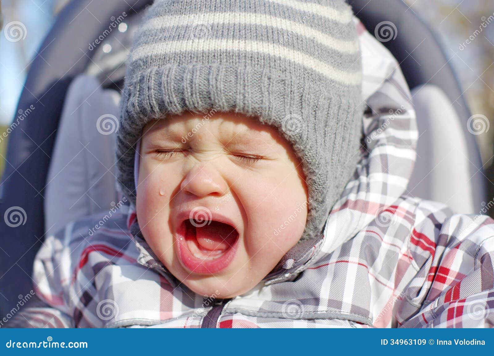 Crying baby outdoors stock image. Image of carriage, year - 34963109