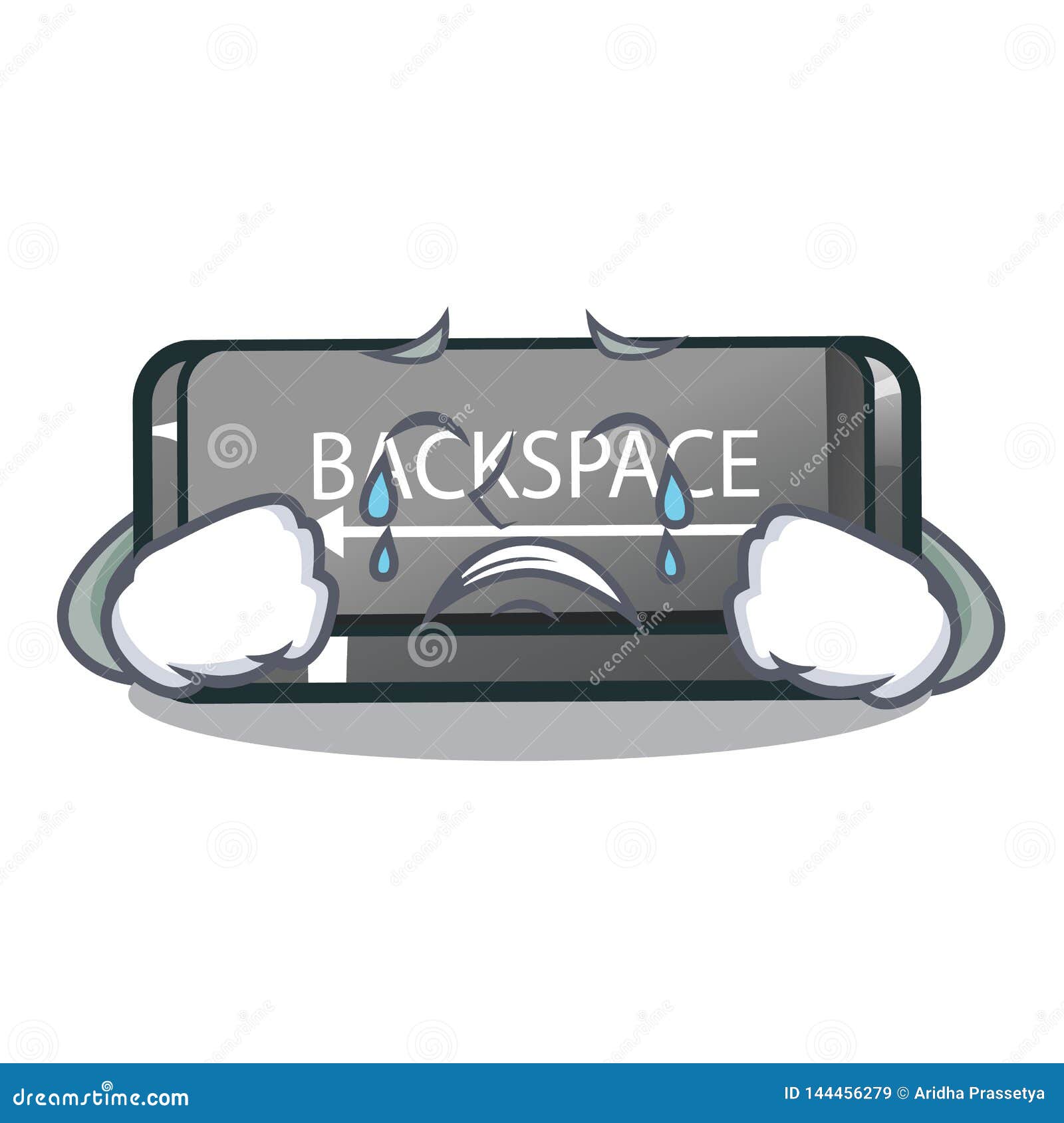 Crying Backspace Button Installed on Cartoon Keyboard Stock Vector ...