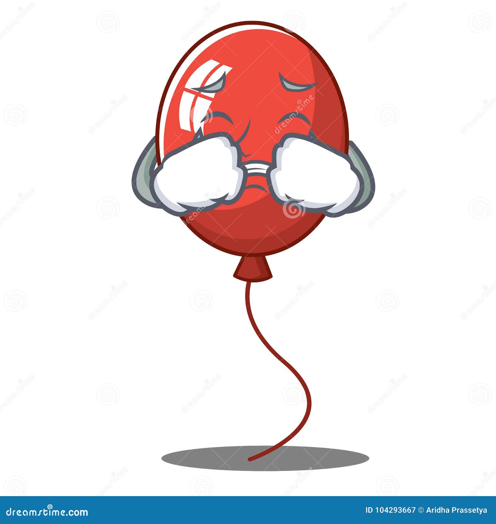 Crying Balloon Character Cartoon Style Stock Vector - Illustration of floating, balloon: 104293667
