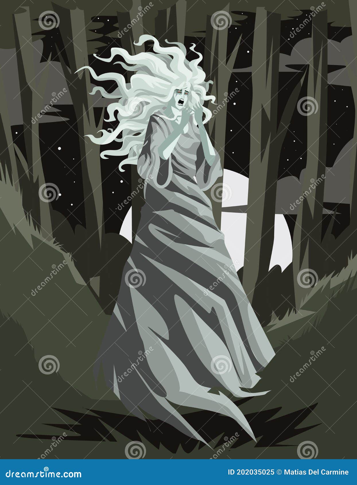 Crying Banshee Folklore Mythology Ghost Stock Illustration - Illustration of curse, spirit ...