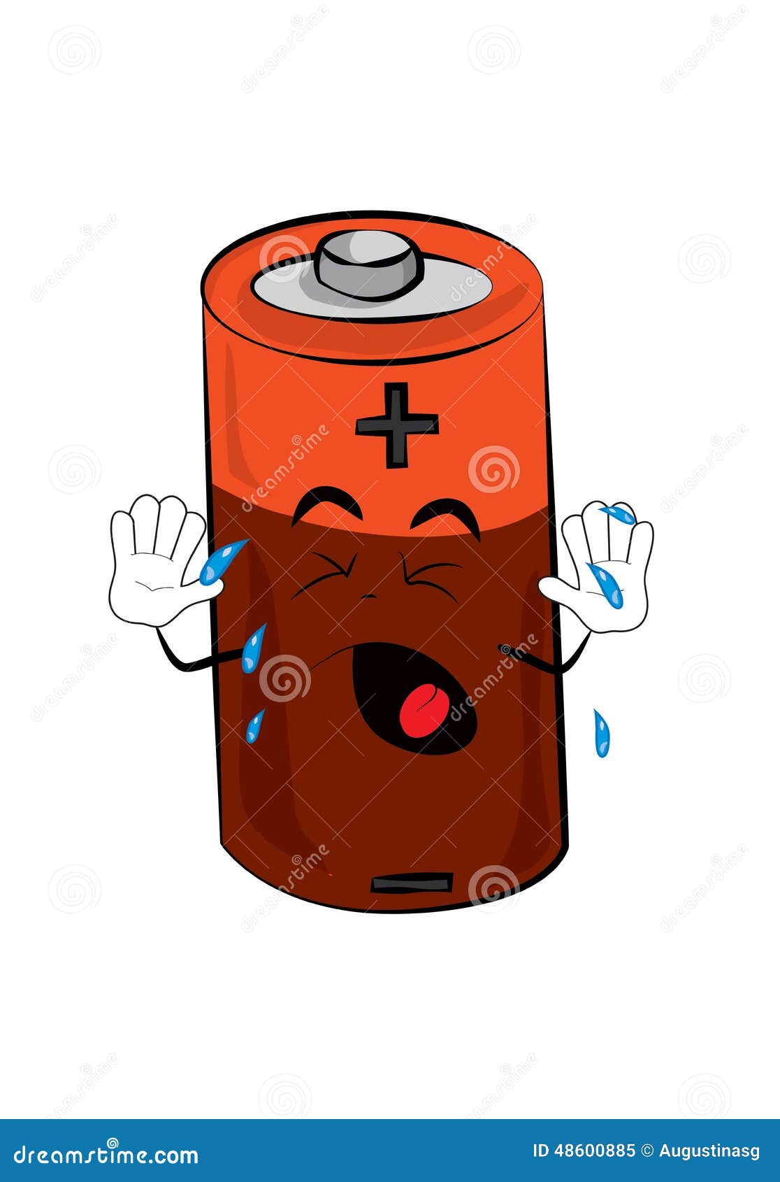 Battery Crying Tears Isolated. Cry Battery Cartoon Style Vector ...