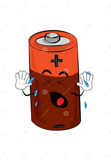 Crying battery cartoon stock illustration. Illustration of yell - 48600885