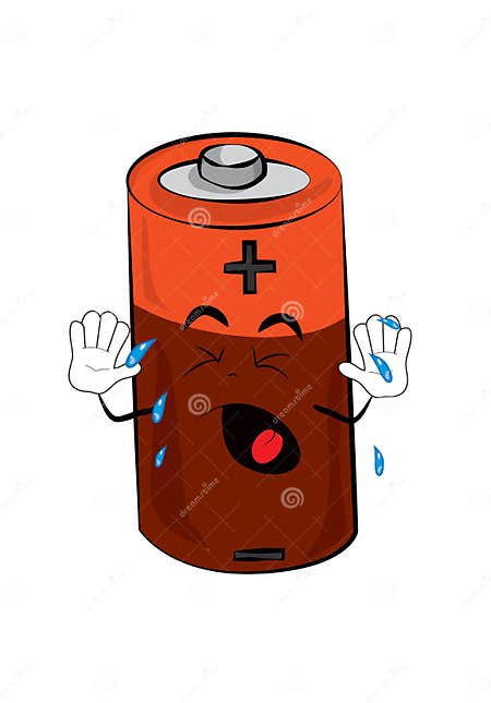 Crying battery cartoon stock illustration. Illustration of yell - 48600885