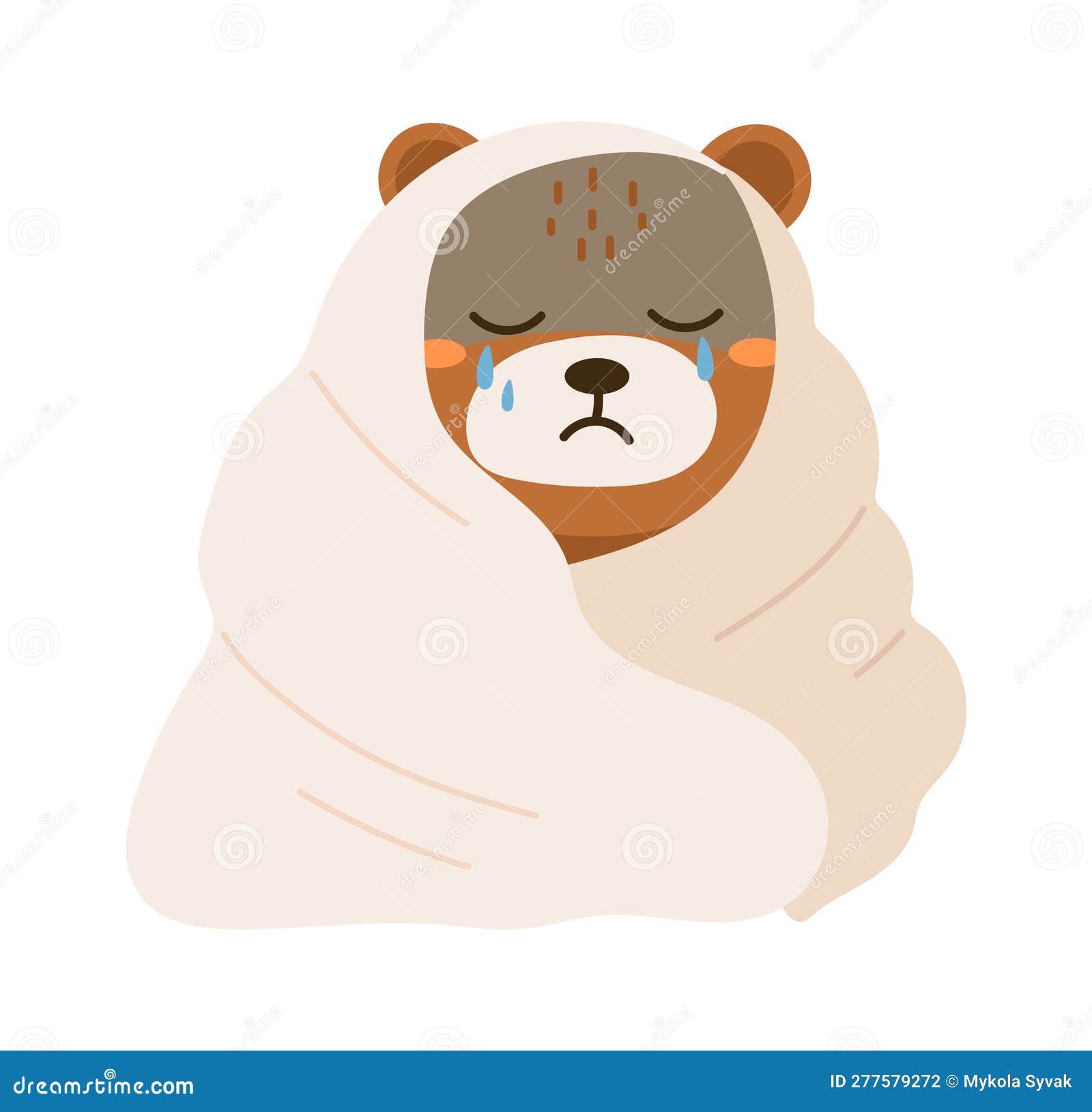 Crying Bear Make With Fried Eggs And Sausage And Bacon Cartoon Vector ...