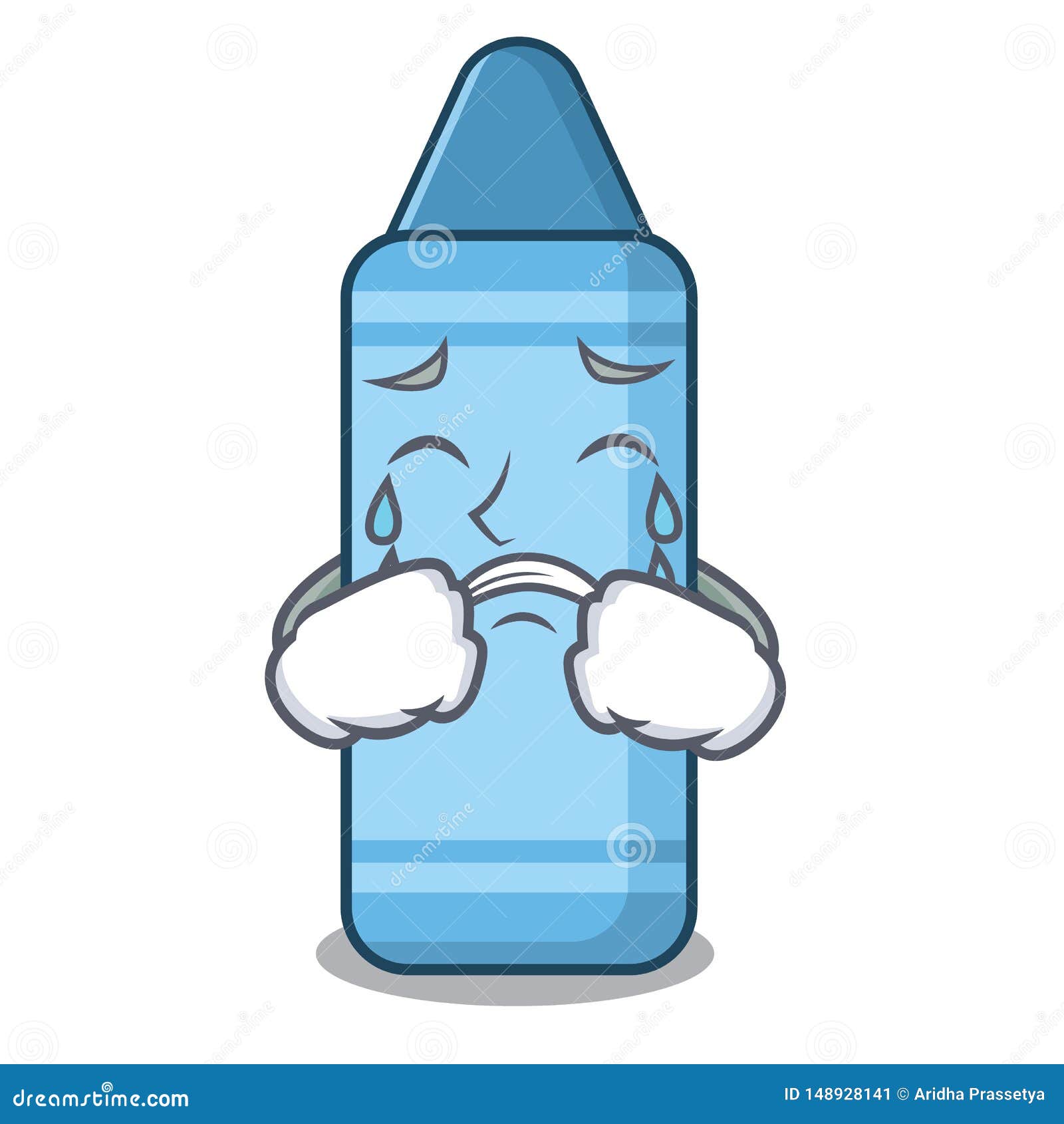 Crying Blue Crayon in the Character Shape Stock Vector - Illustration ...
