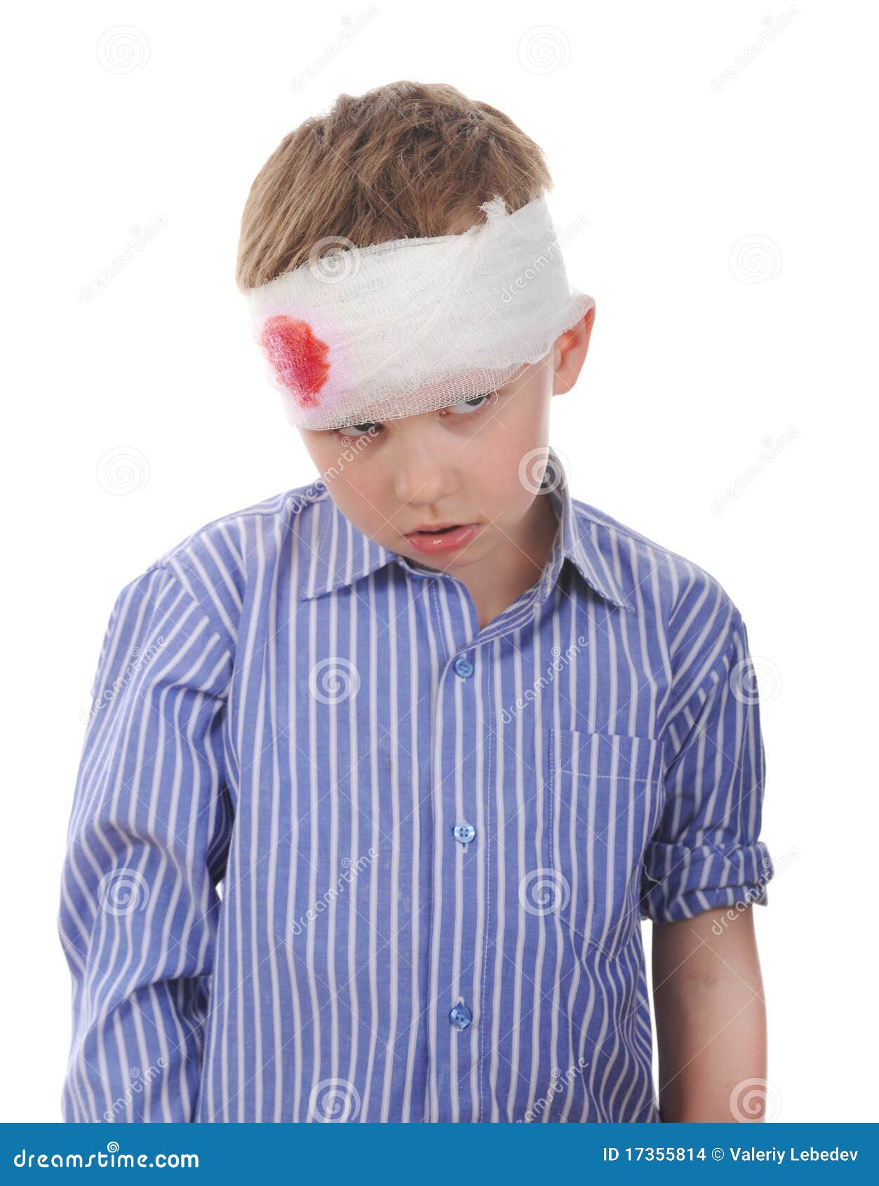 Crying Boy With A Bandaged Head Stock Photo - Image of child, bandage ...