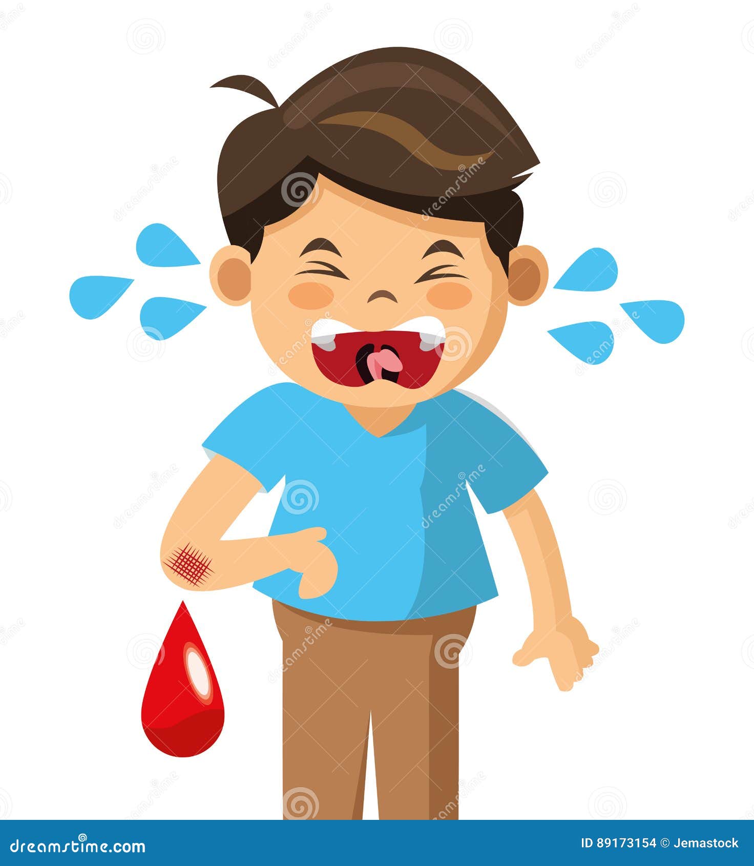 Boy Crying With A Scratch On His Knee Cartoon Vector | CartoonDealer ...