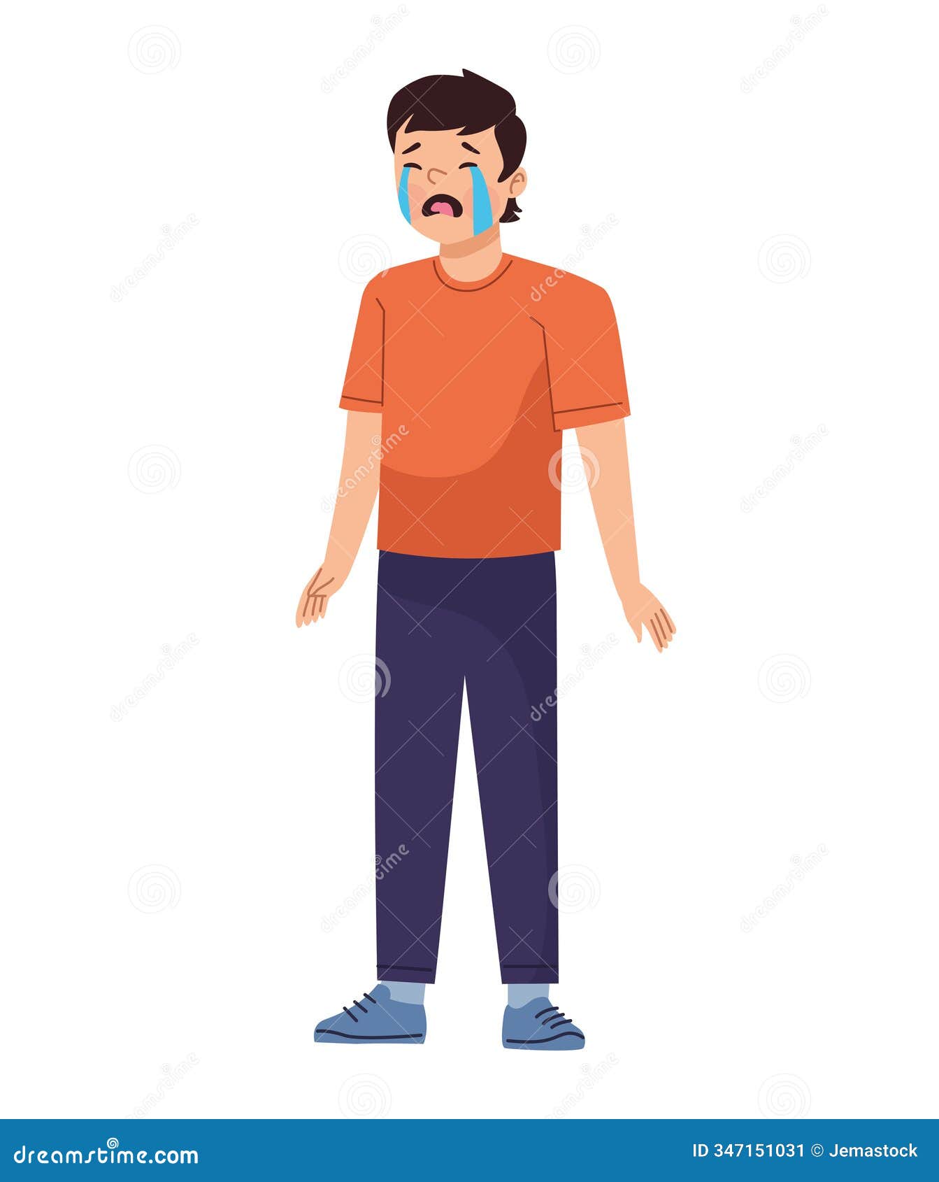 Crying Boy with Depression Disease Stock Illustration - Illustration of ...