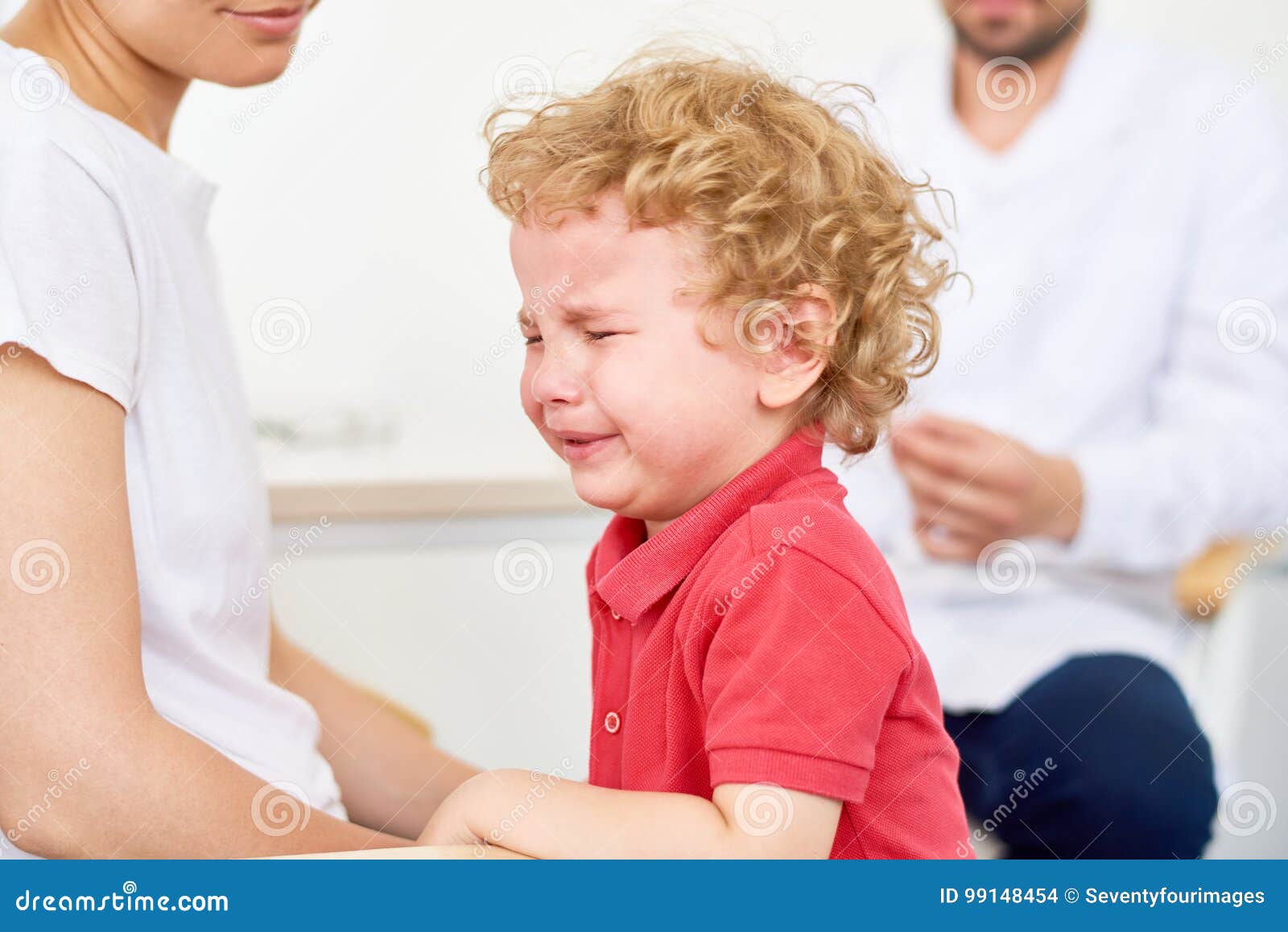 Crying Boy in Doctors Office Stock Photo - Image of hysteric, fear ...
