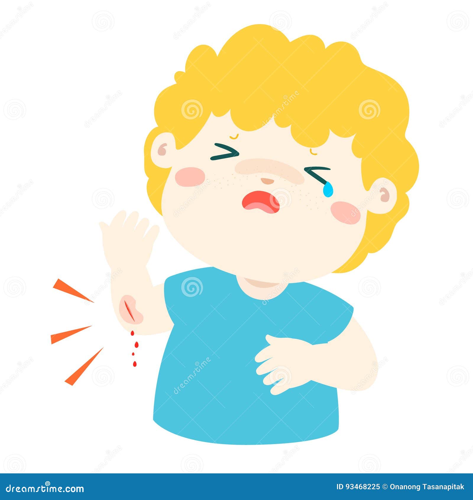 Crying Boy with Wounds from Accident . Stock Vector - Illustration of ...