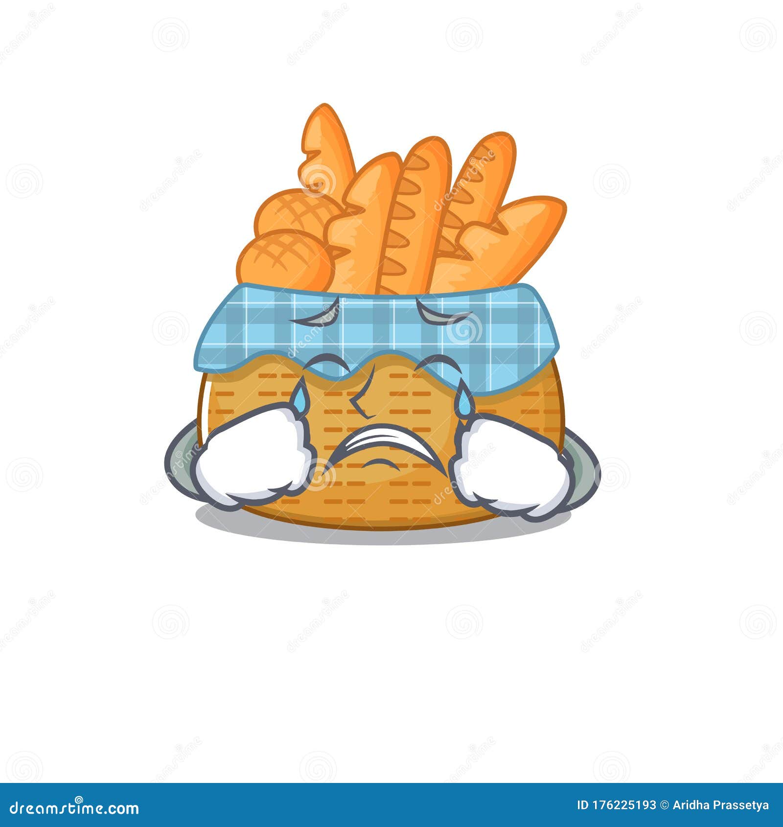 A Crying Bread Basket Cartoon Mascot Design Style Stock Vector ...