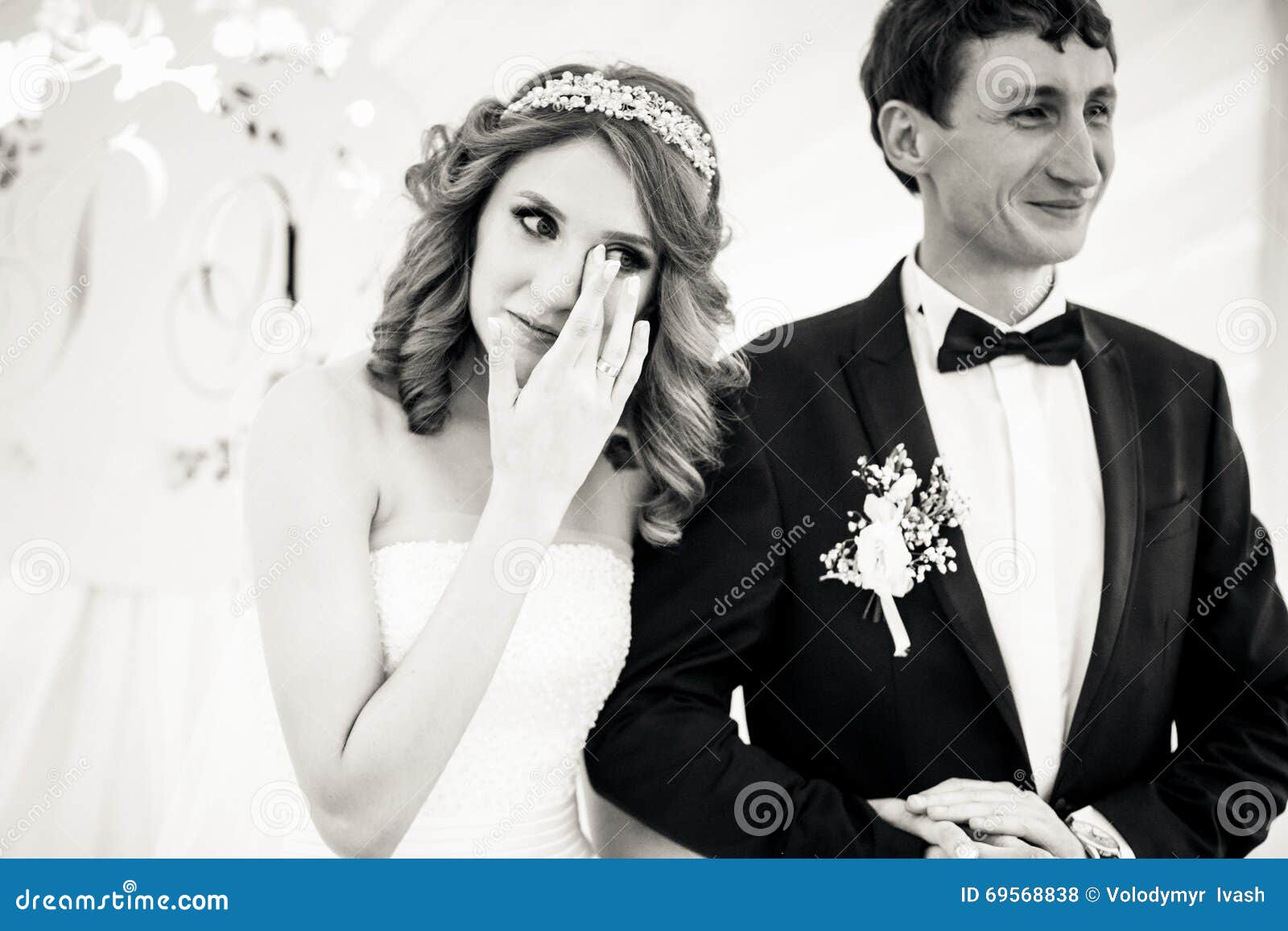 Crying Bride with the Groom in the Celebration Stock Photo - Image of ...