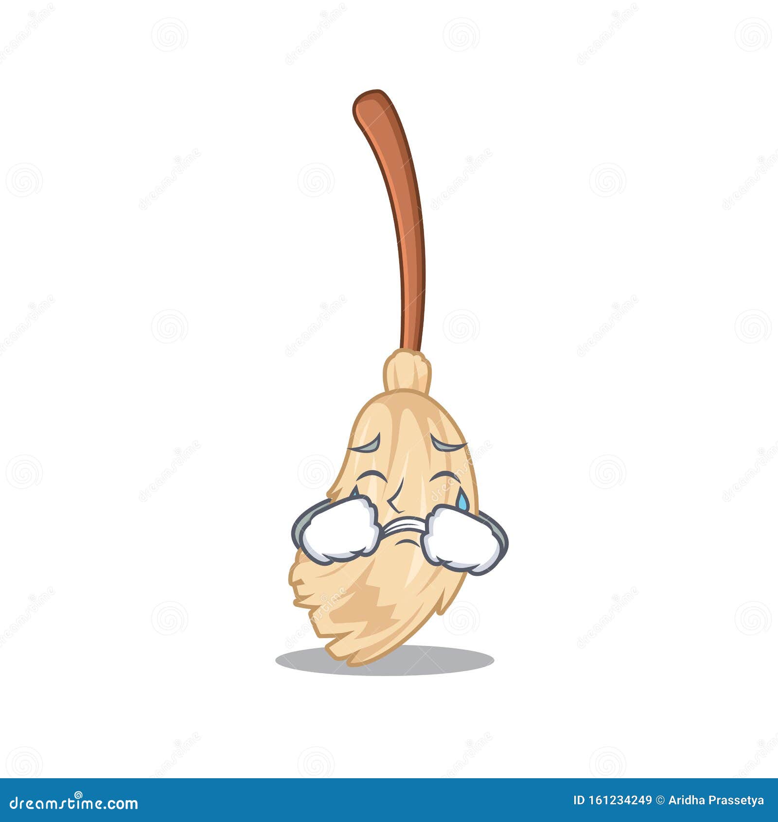 Crying Broom Isolated in on the Mascot Stock Vector - Illustration of isolated, brown: 161234249