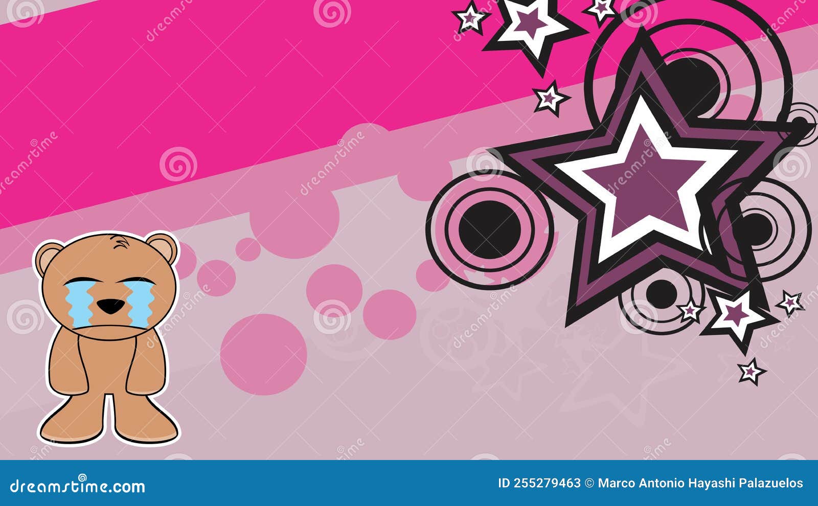 Crying Brown Teddy Bear Character Cartoon Background Stock Vector ...