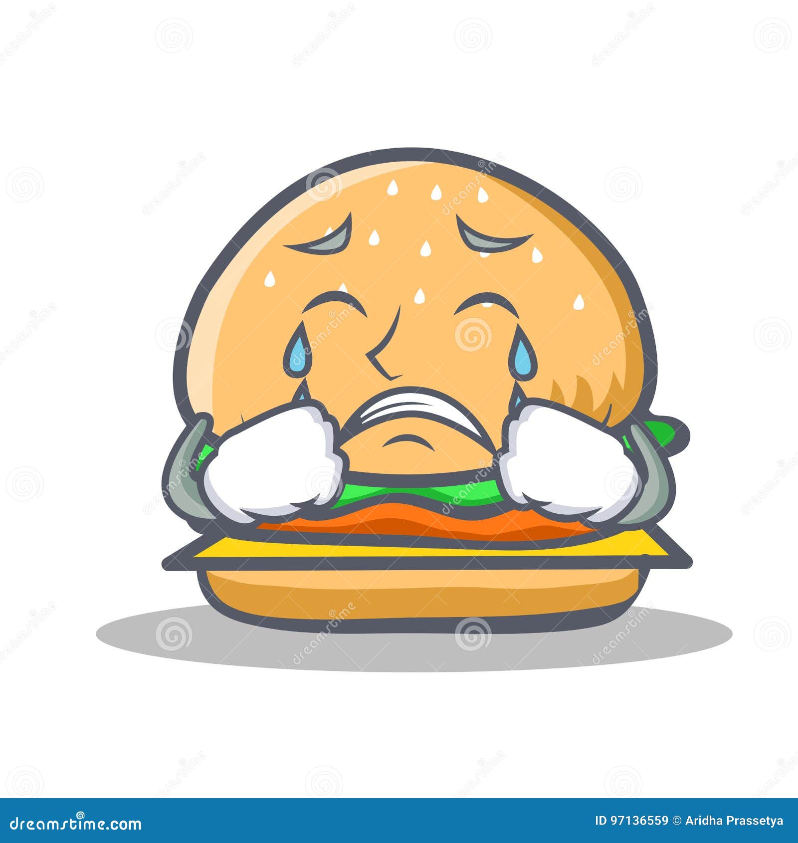Crying Burger Character Fast Food Stock Vector - Illustration of burger ...