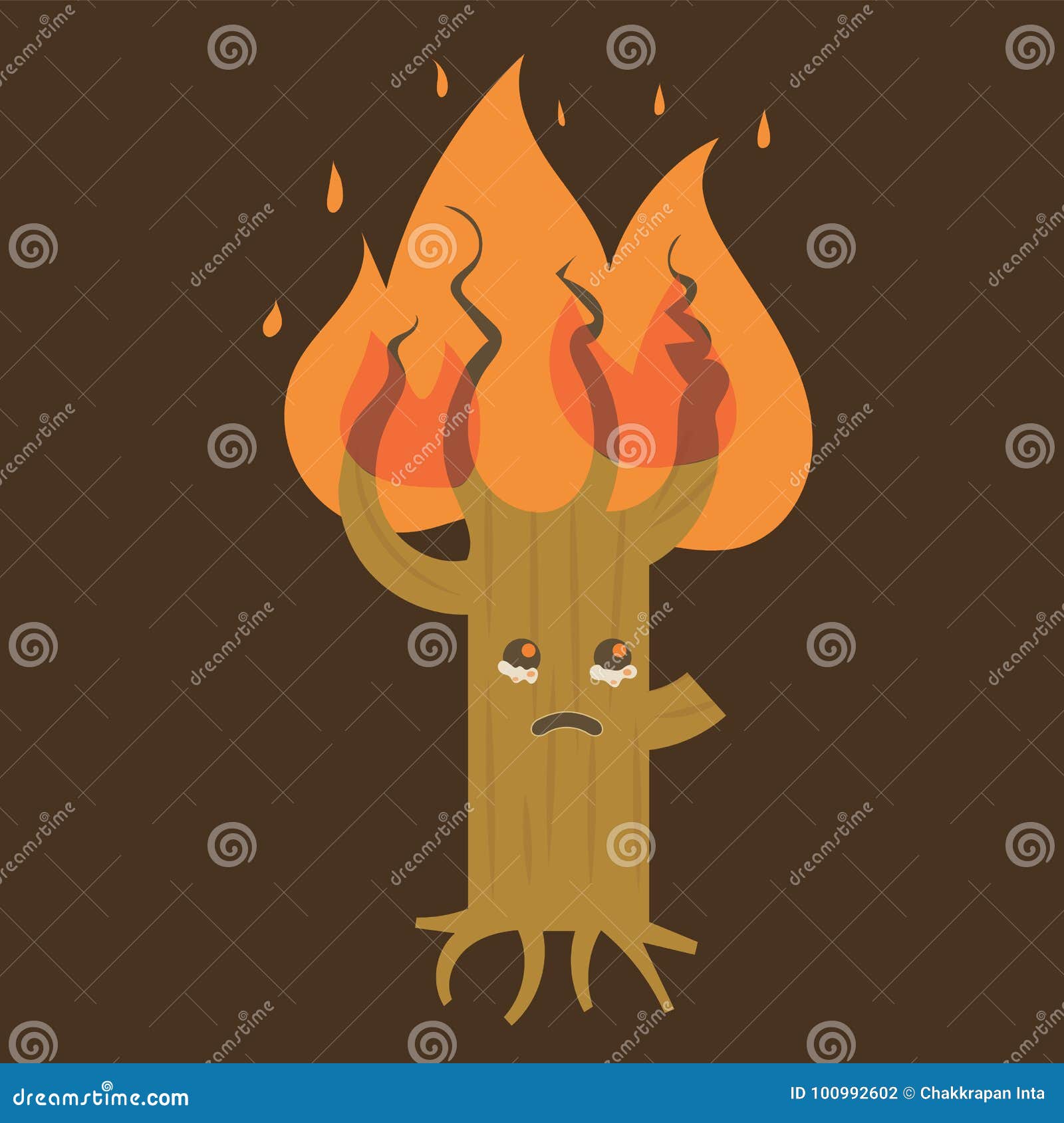 Crying burned tree stock vector. Illustration of destroy - 100992602