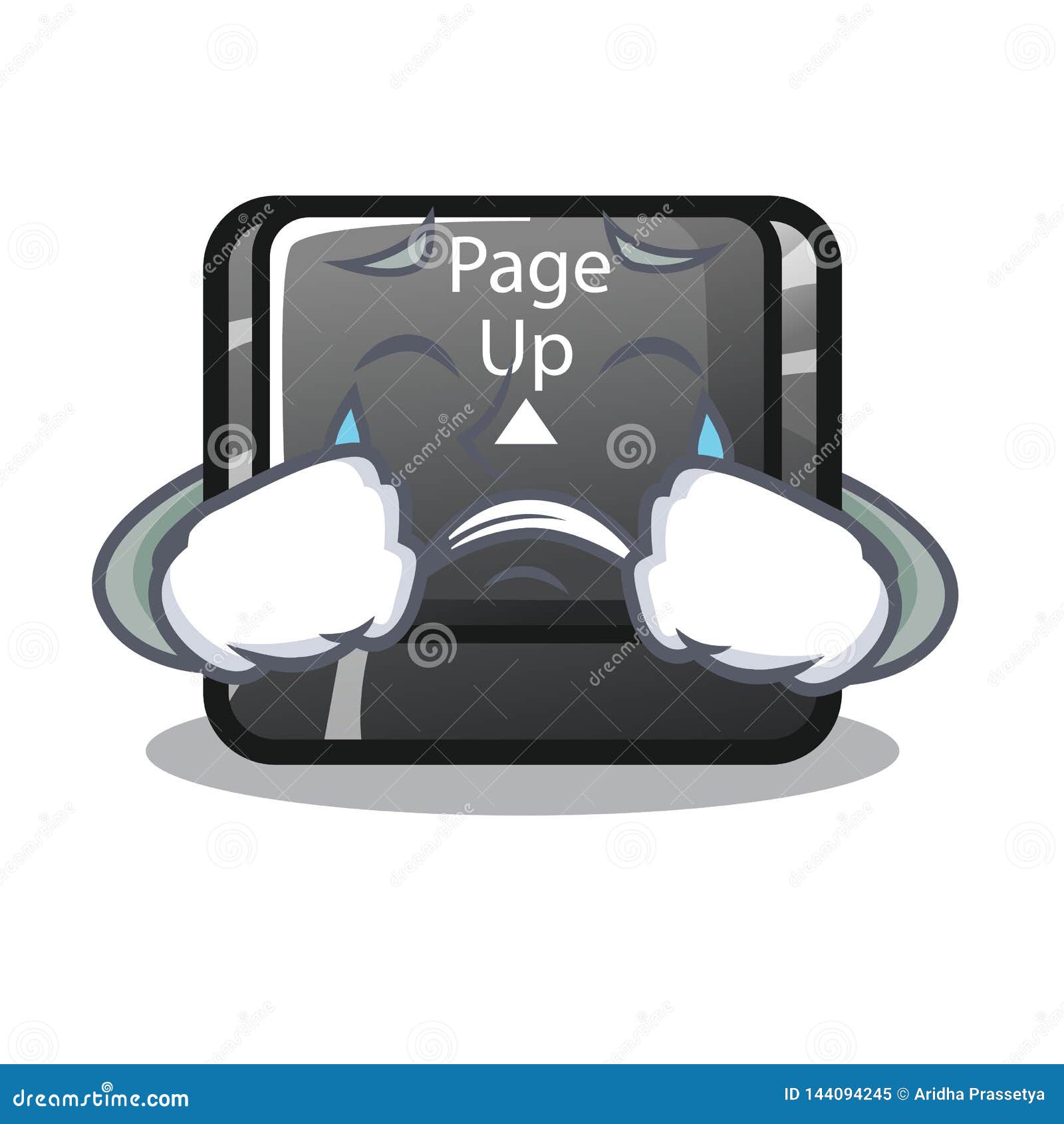 Crying Button Page Up on Computer Cartoon Stock Vector - Illustration ...