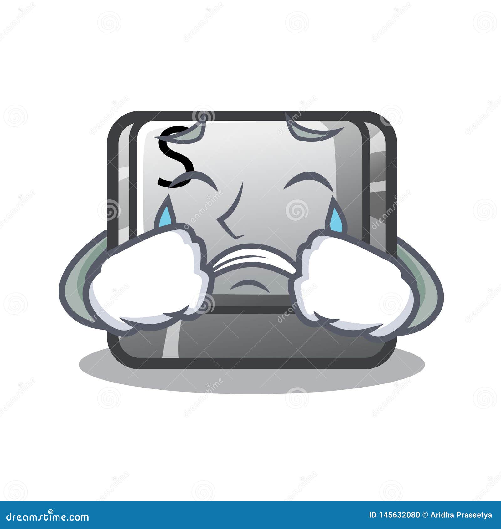 Crying Button S on a Computer Cartoon Stock Vector - Illustration of ...