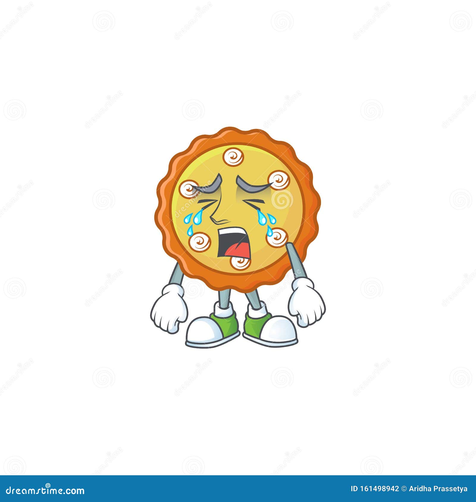 Crying Cake Apple Pie Cartoon Character Shape Stock Vector ...