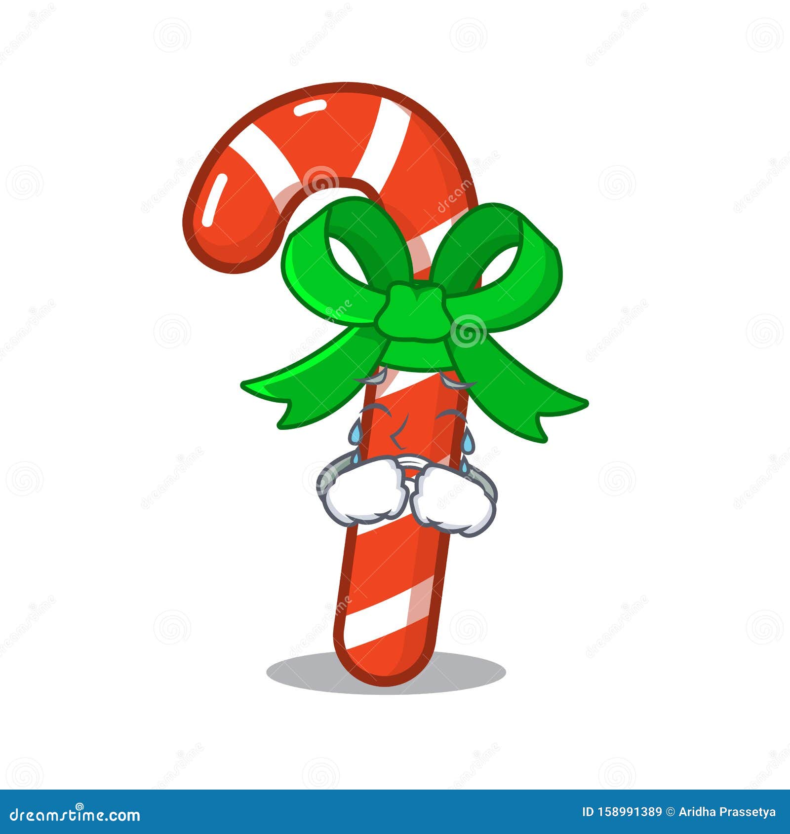 Crying Candy Cane Character Shaped a Cartoon Stock Vector ...