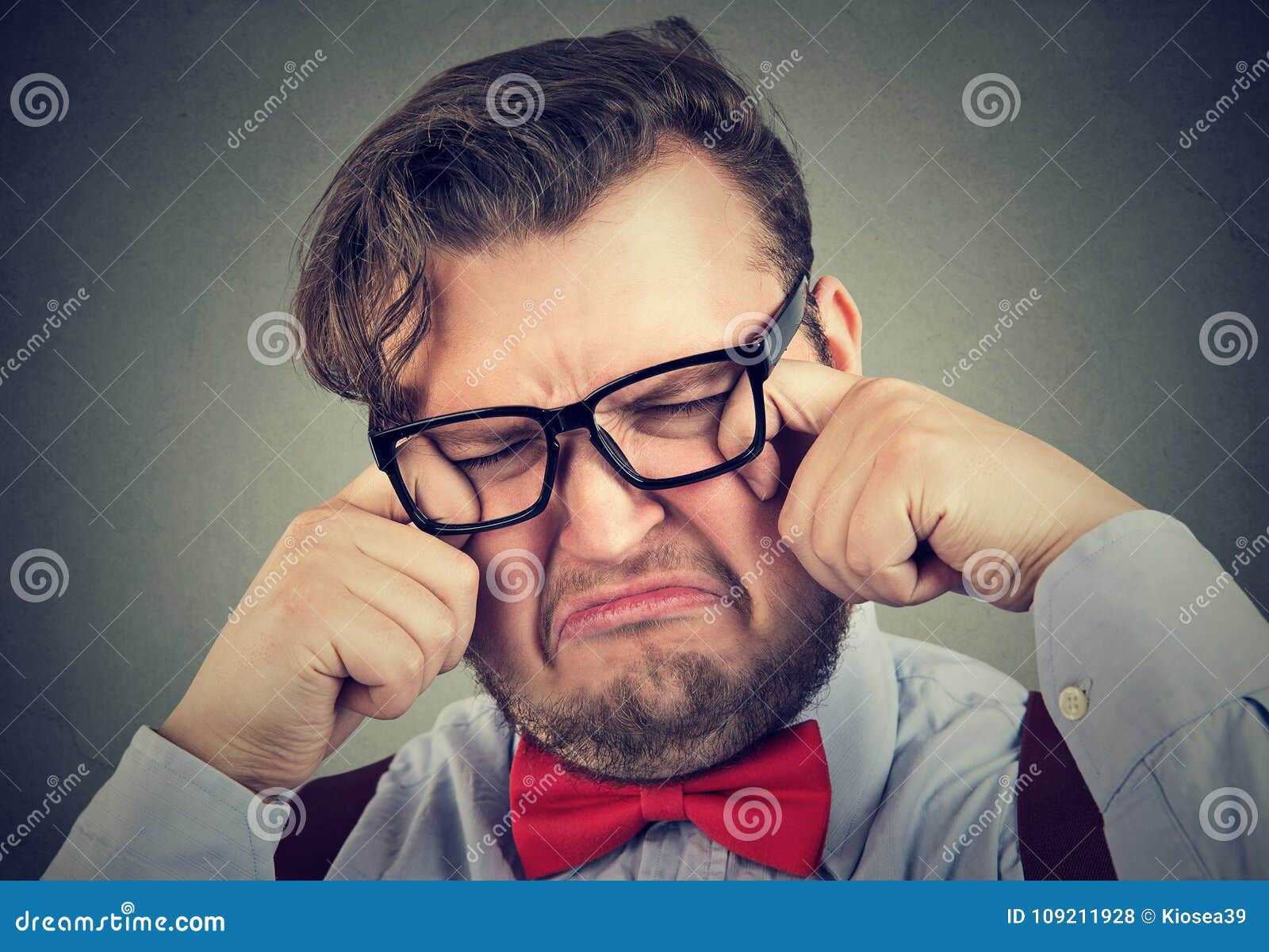 Crying Capricious Man on Gray Stock Photo - Image of capricious, eyes ...