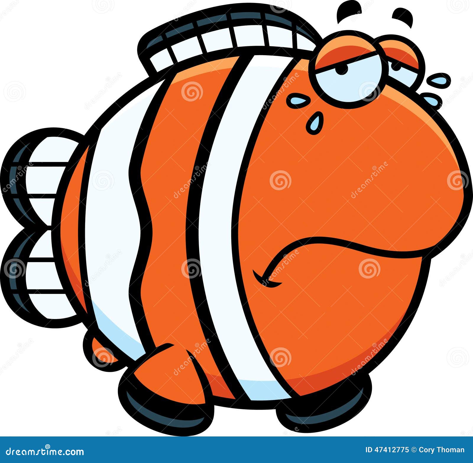 Crying Cartoon Clownfish stock vector. Illustration of tears - 47412775