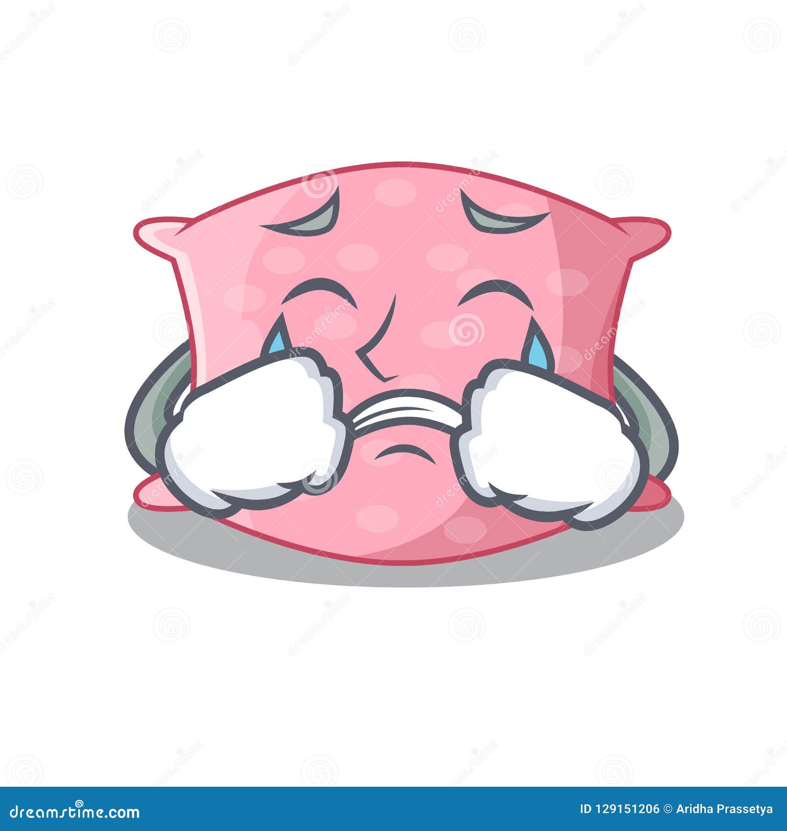 Crying Cartoon Cute Pillow Next To Bed Stock Vector - Illustration of ...