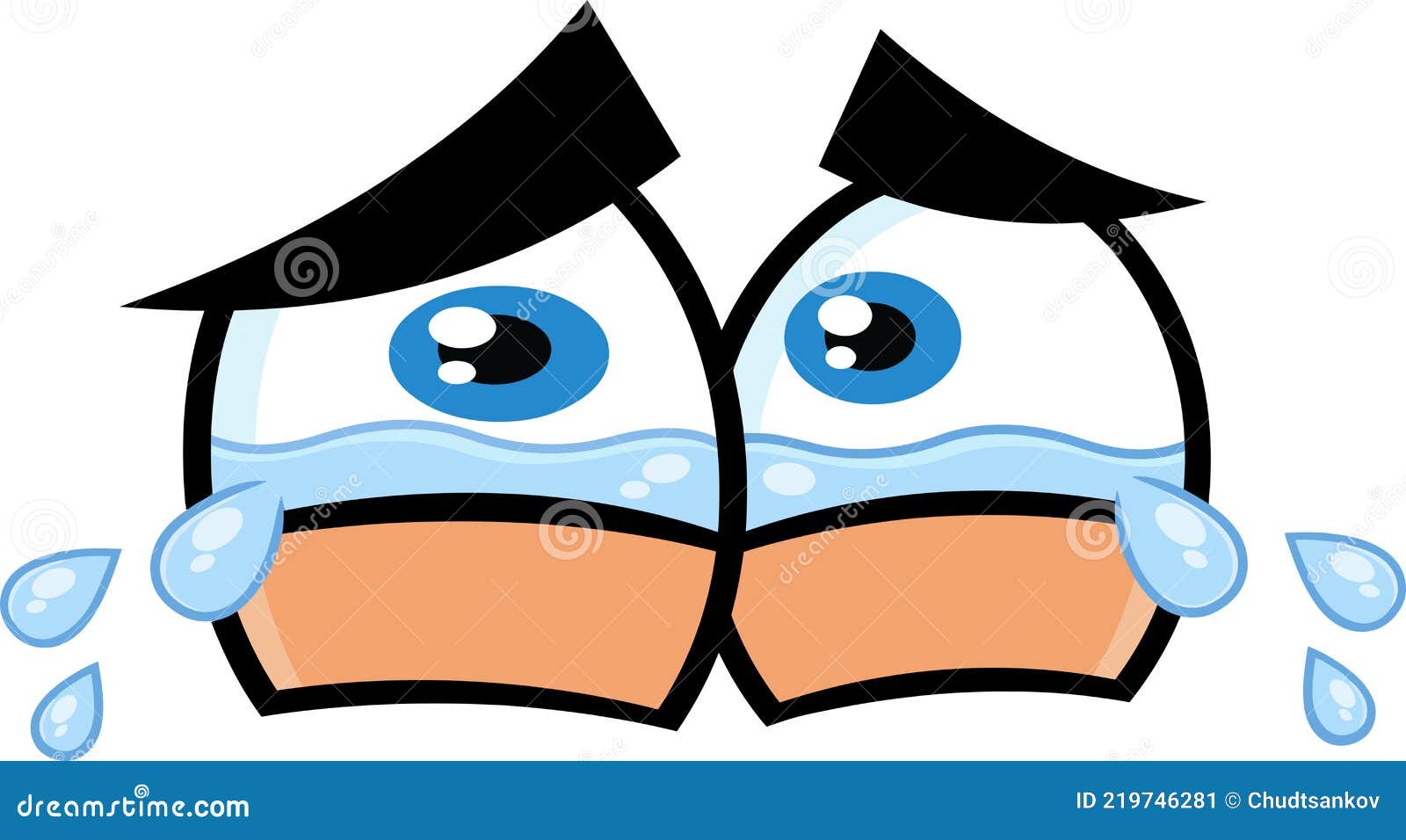 Crying Cartoon Funny Eyes stock vector. Illustration of emoticon ...