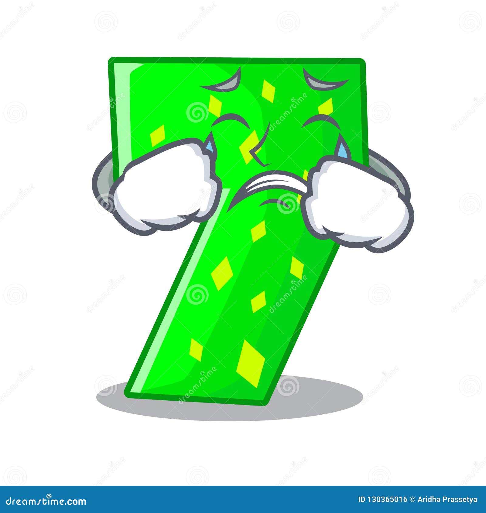 Crying Cartoon Number Seven on Stone Wall Stock Vector - Illustration ...