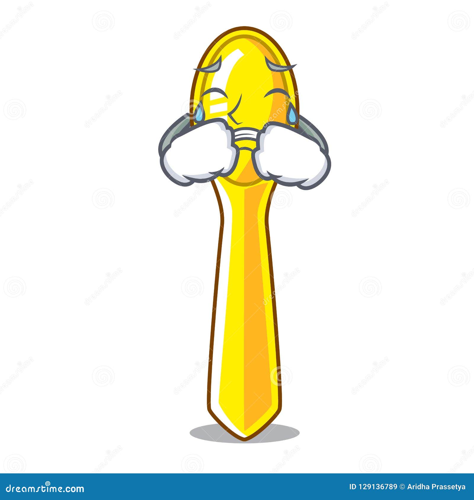 Crying Cartoon Plastic Spoon on the Plate Stock Vector - Illustration ...