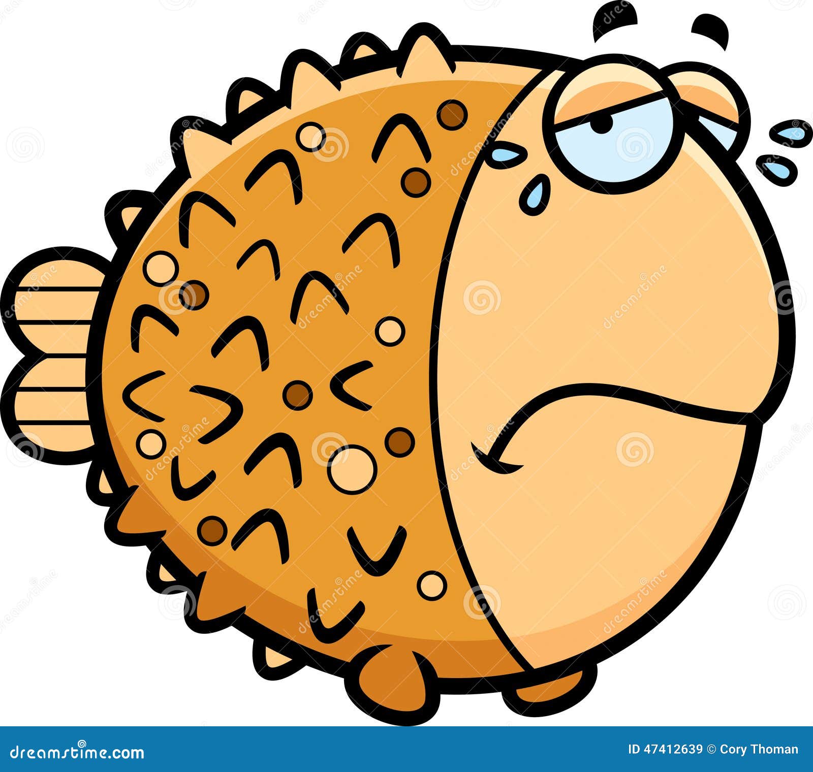Crying Cartoon Pufferfish stock vector. Illustration of depressed ...