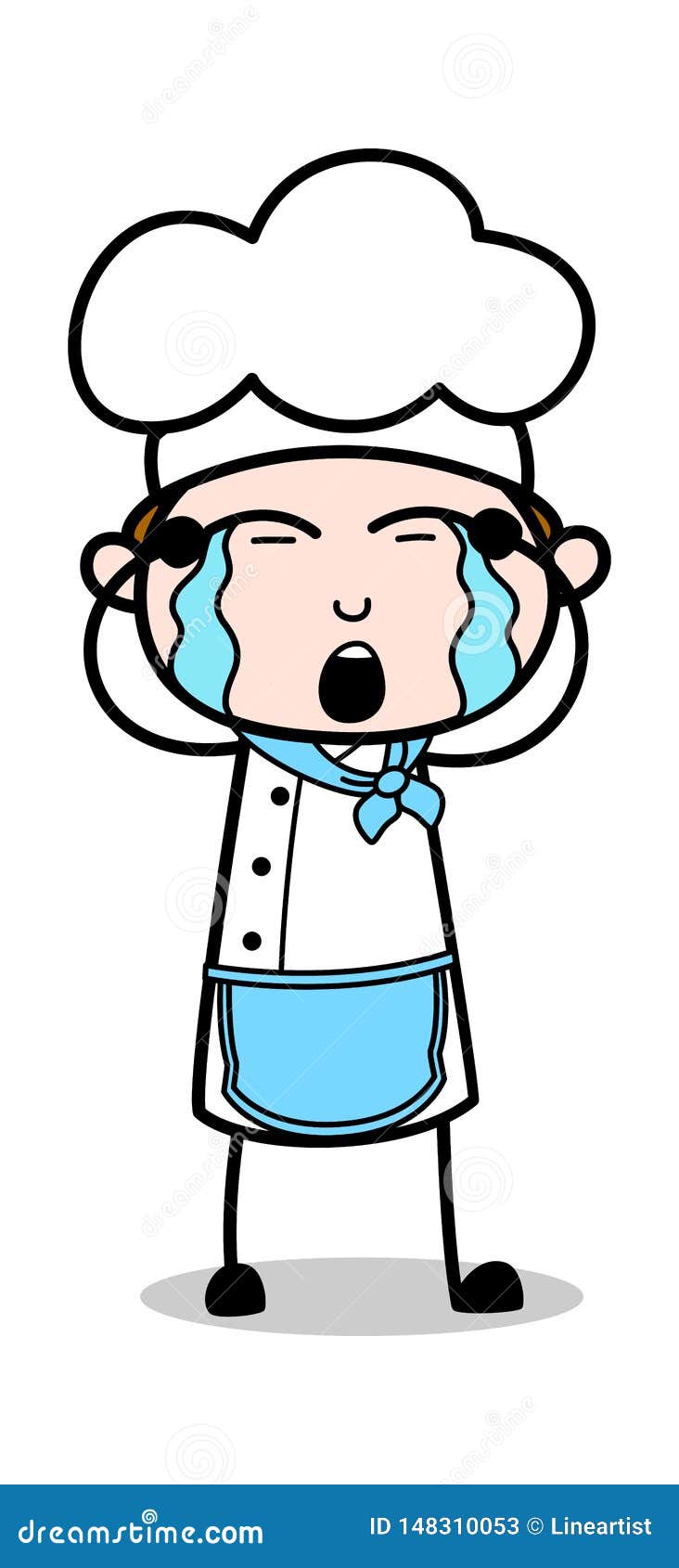 Crying - Cartoon Waiter Male Chef Vector Illustration Stock ...