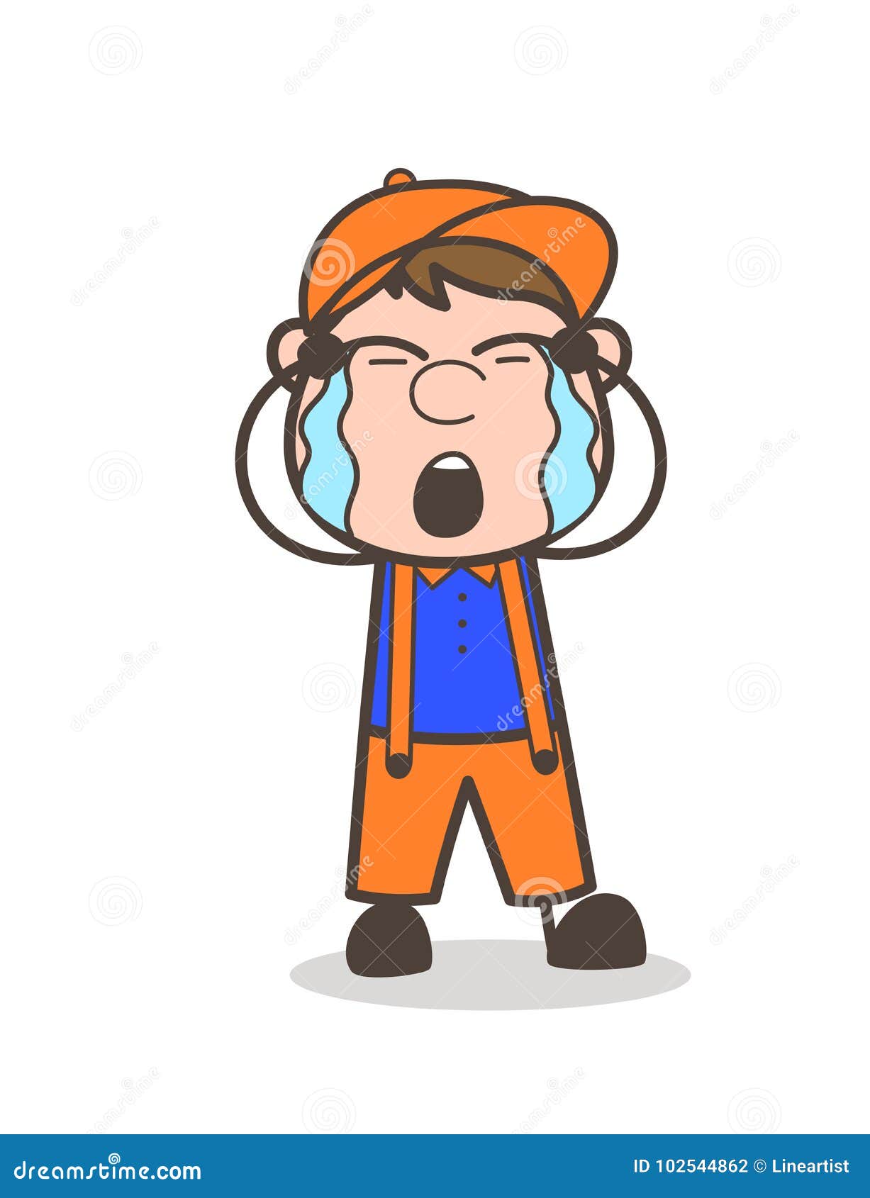 Crying Cartoon Worker Face Vector Stock Illustration - Illustration of ...