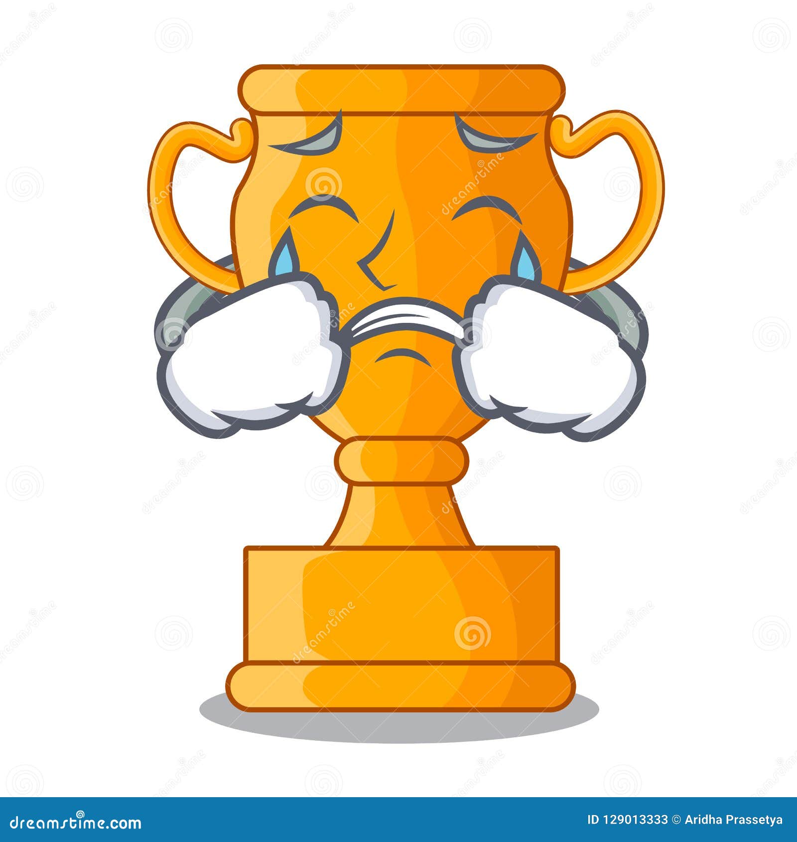 Crying Champion Golden Trophy on Cartoon Table Stock Vector ...