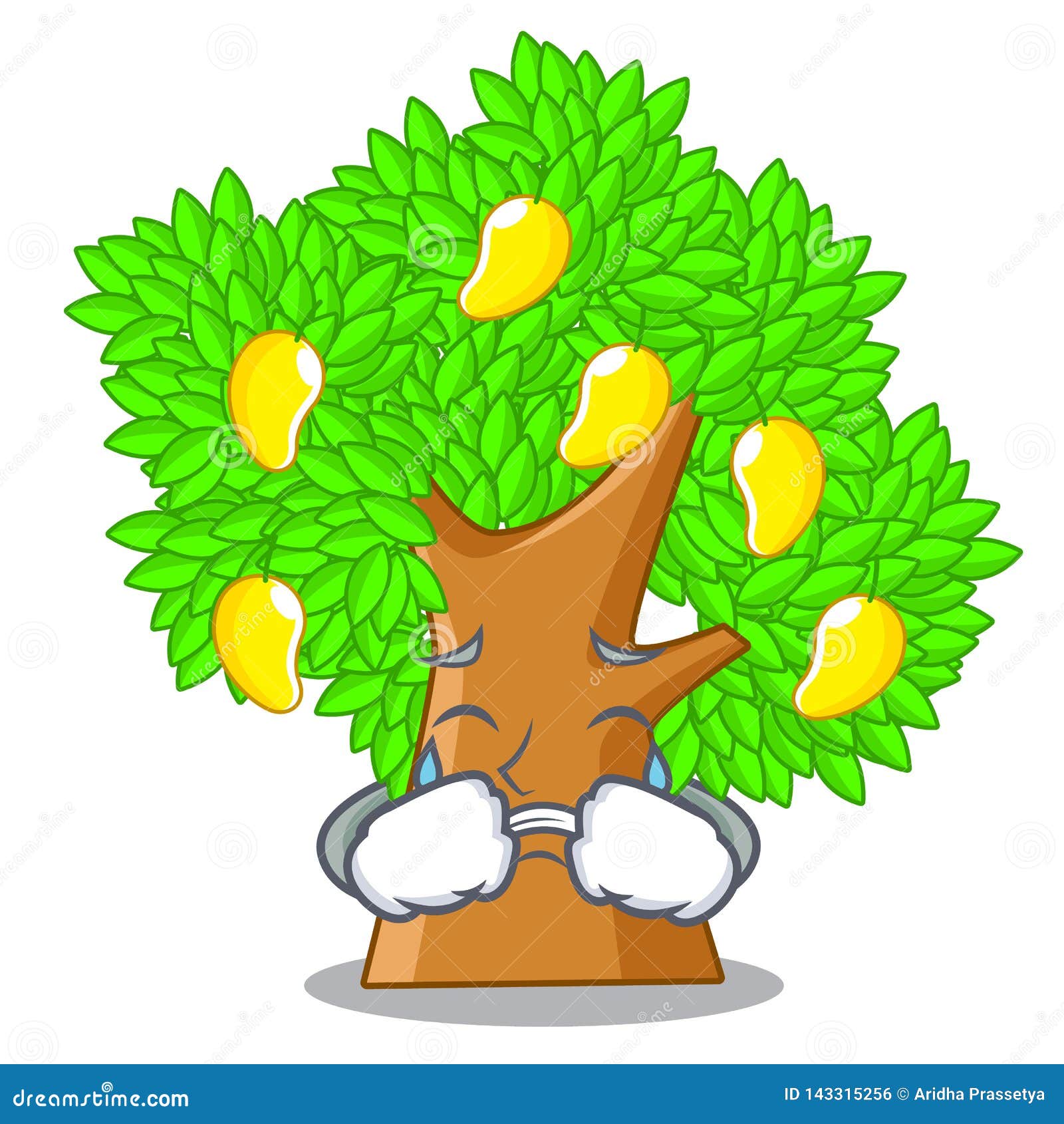 Crying Character Mango Fruit With Cartoon Mascot Vector Illustration ...