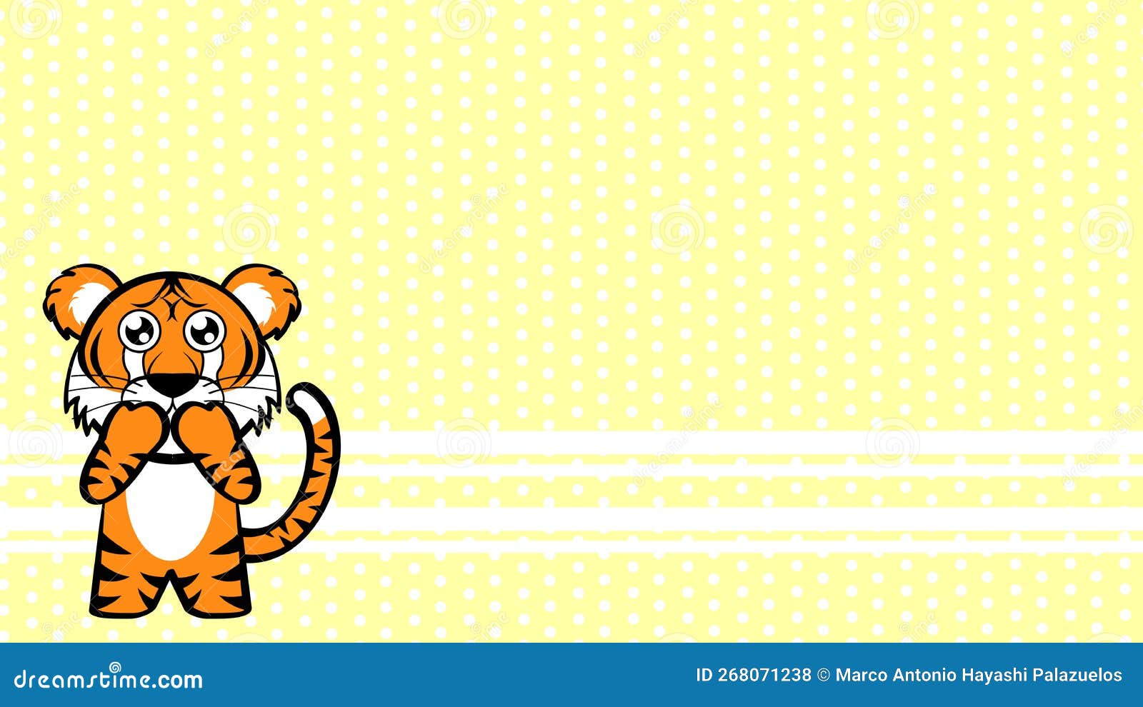 Crying Chibi Tiger Kid Character Cartoon Background Poster Illustration ...