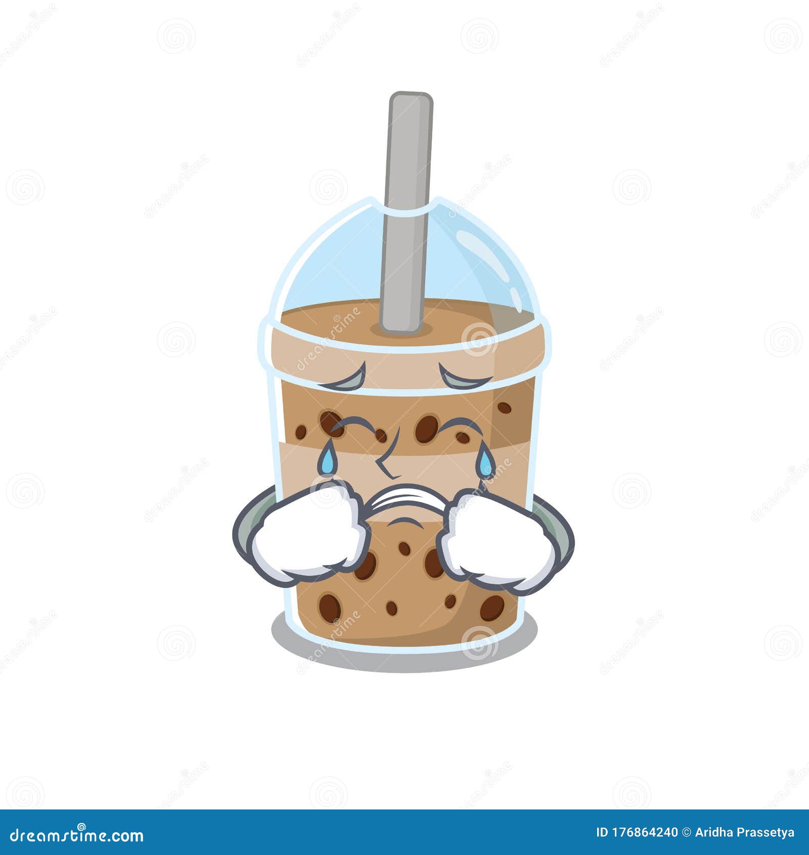 A Crying Chocolate Bubble Tea Cartoon Mascot Design Style Stock Vector ...