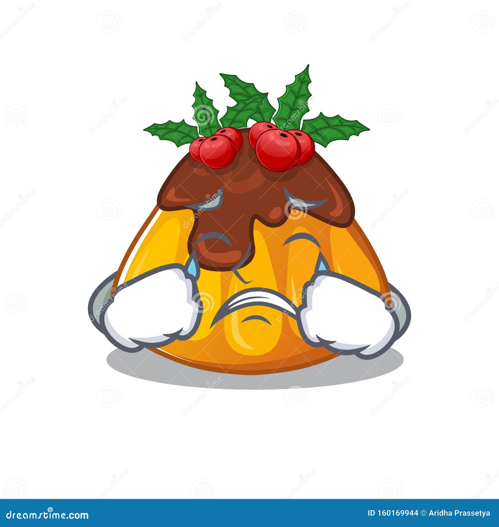 Crying Christmas Pudding with the Character Shape Stock Vector ...