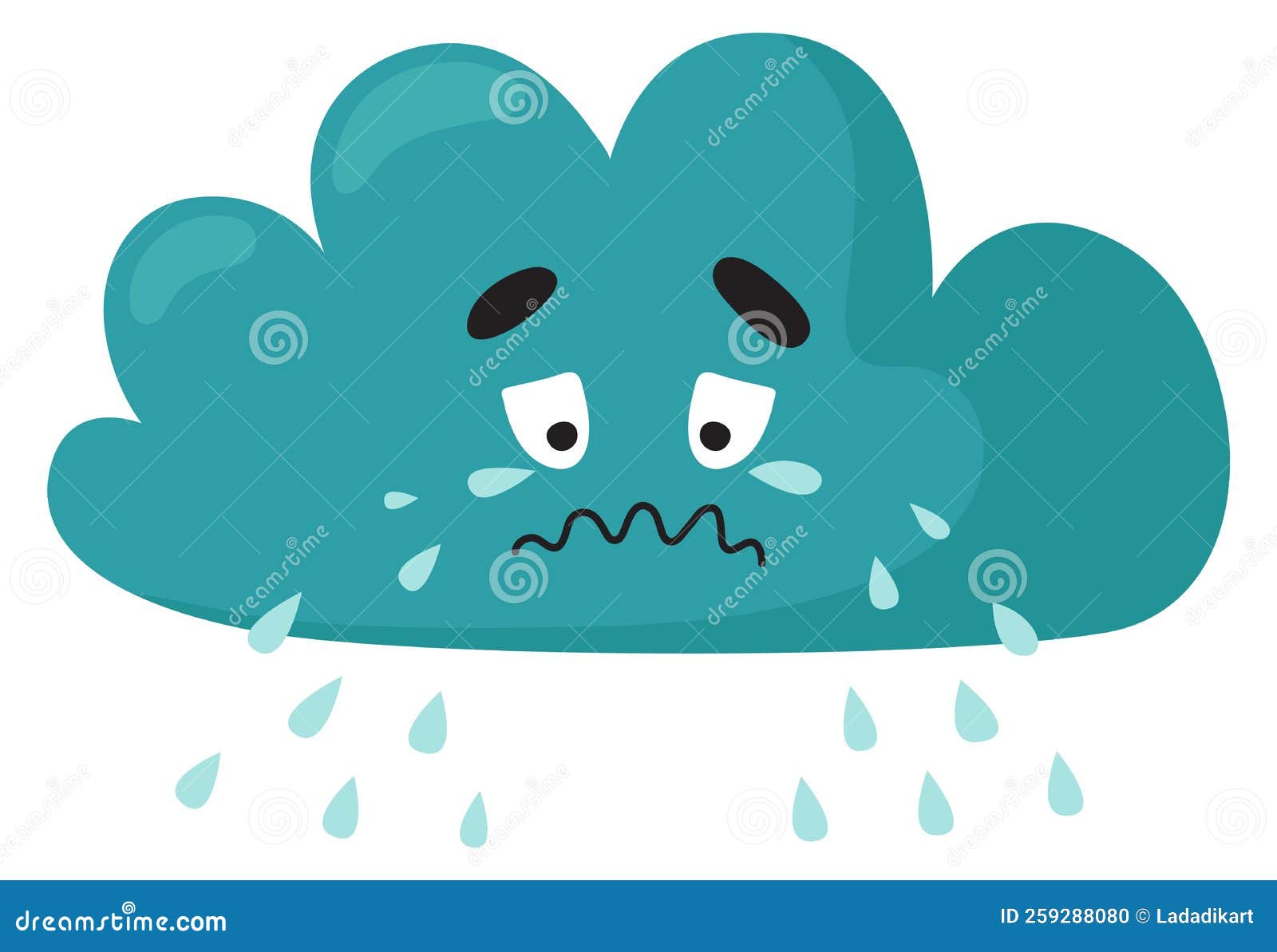 Crying Cloud Emoji. Raining Weather Comic Icon Stock Illustration ...